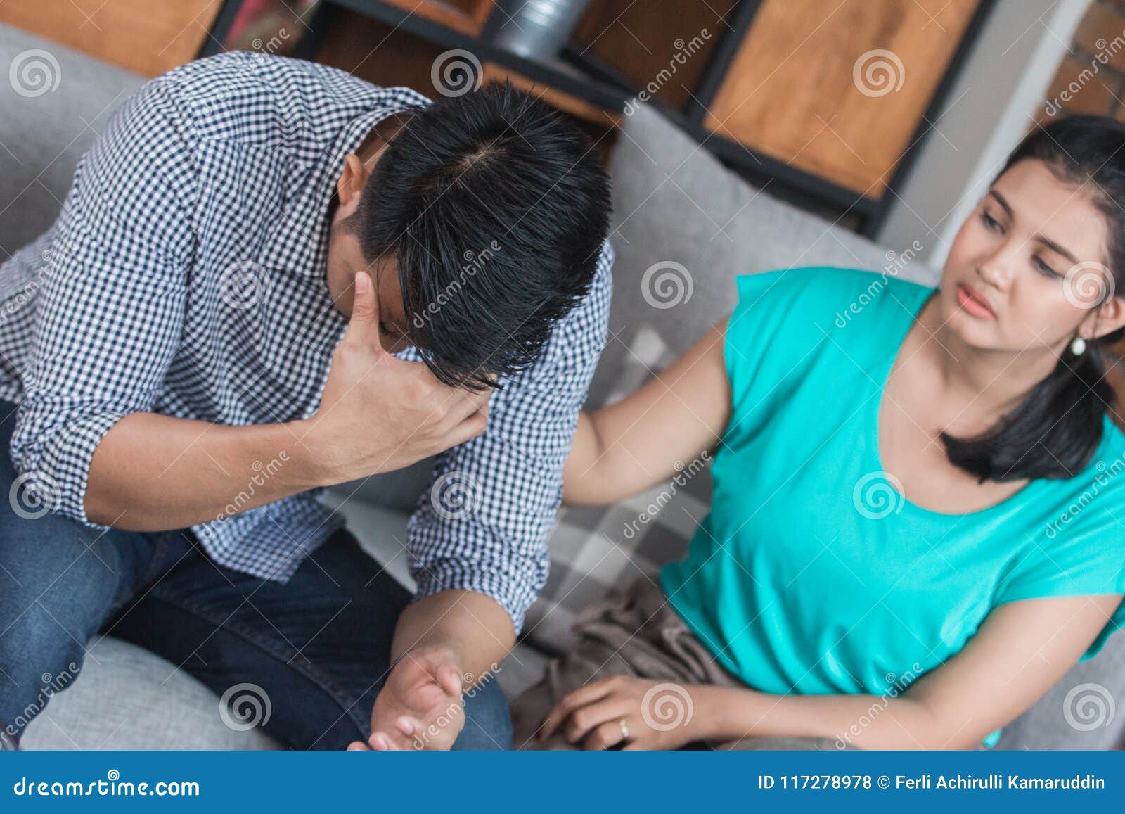 Young couple with problem stock photo. Image of couch - 117278978