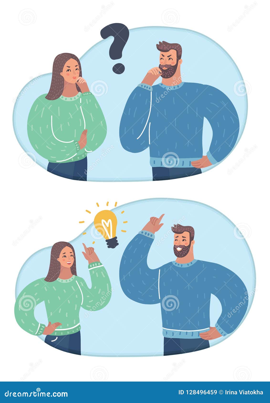 Young Couple, Question and Solution. Stock Vector - Illustration of ...