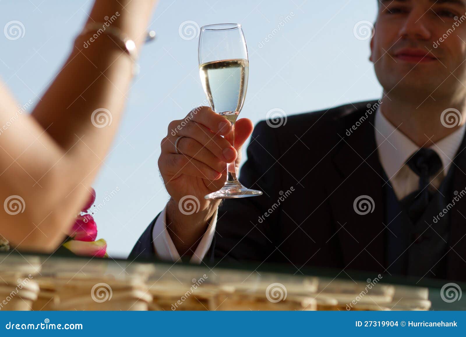 Young Couple Raising Wedding Toast Stock Photo - Image of european ...