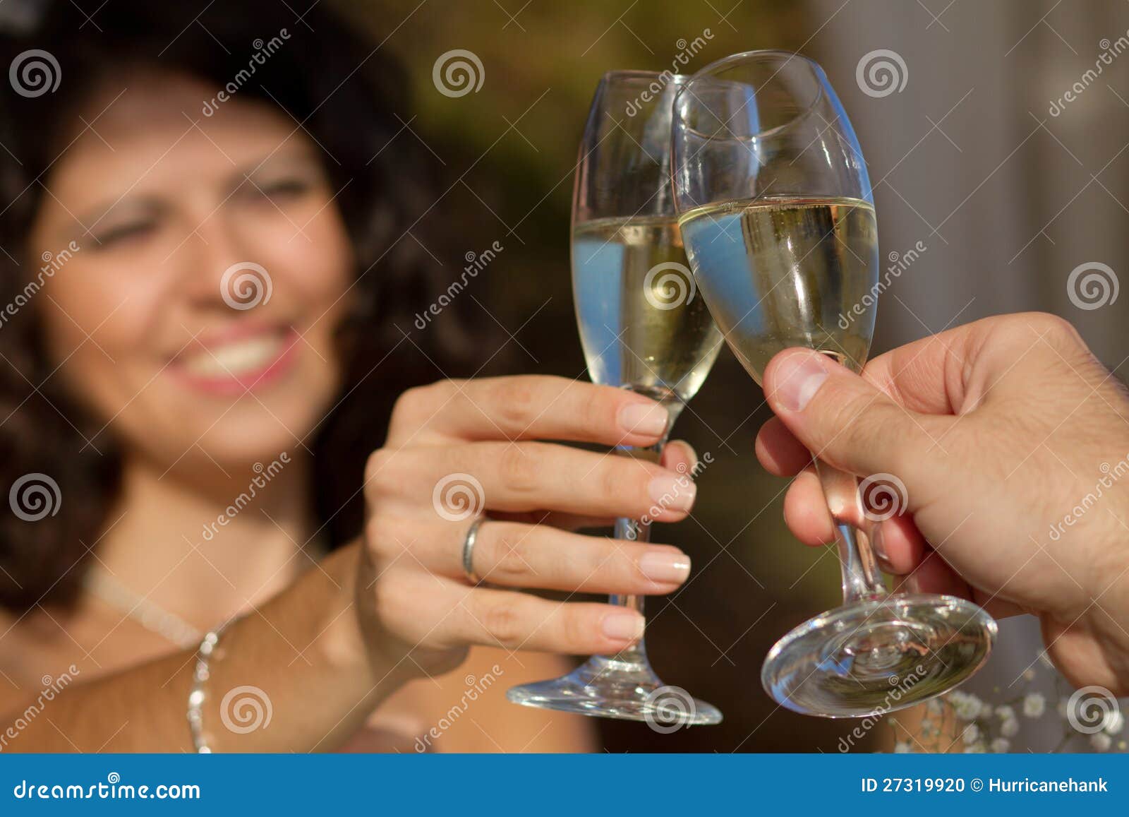 Young Couple Raising Wedding Toast Stock Photo - Image of together ...