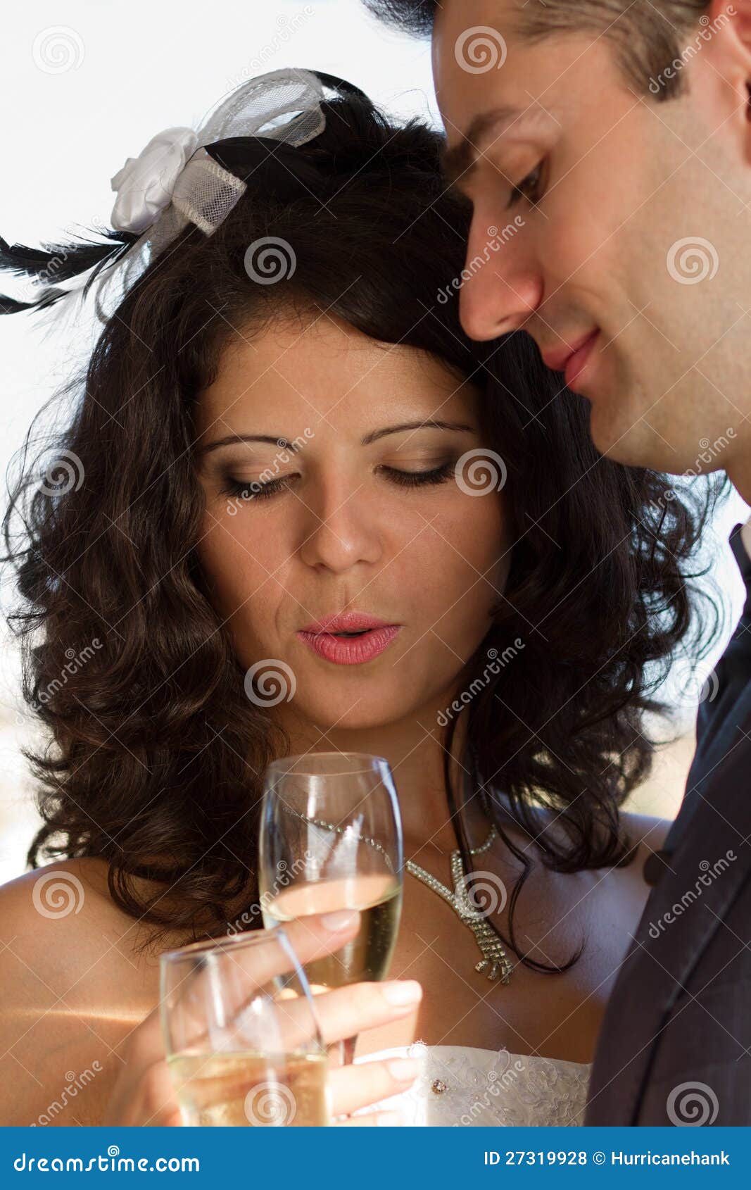 Young Couple Raising Wedding Toast Stock Photo - Image of glasses ...