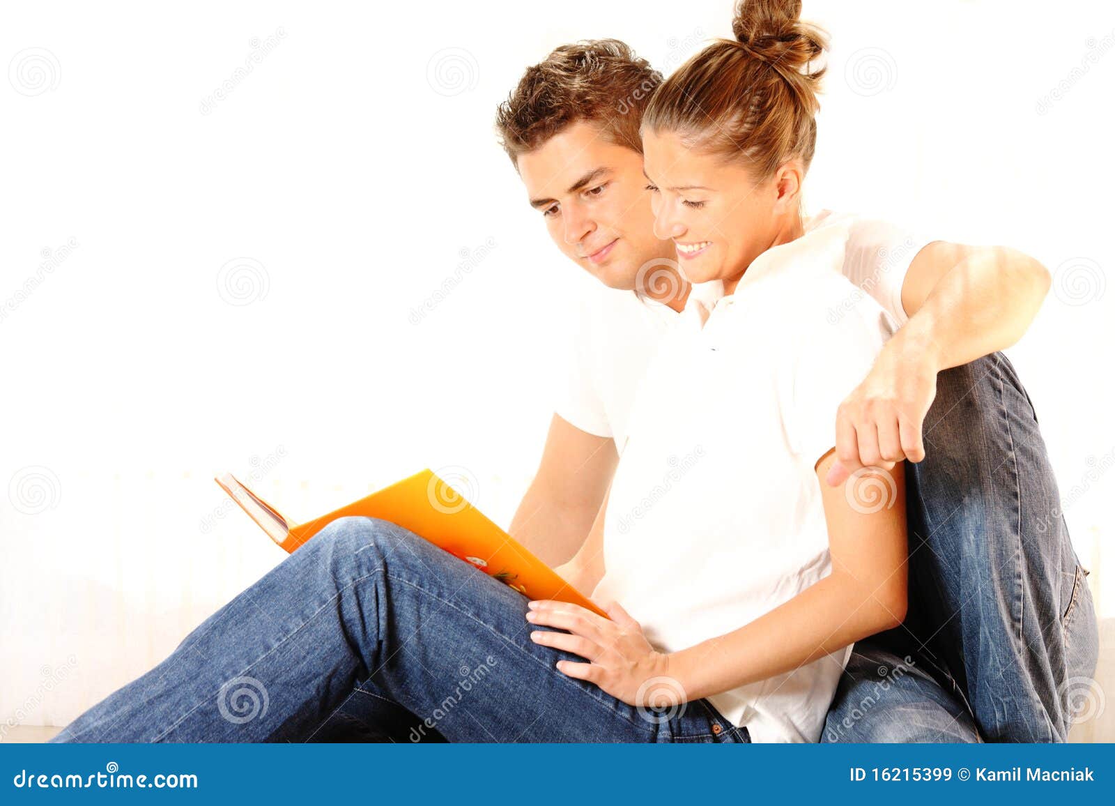 Young Couple Reading A Book Stock Image Image Of Adult Casual 16215399