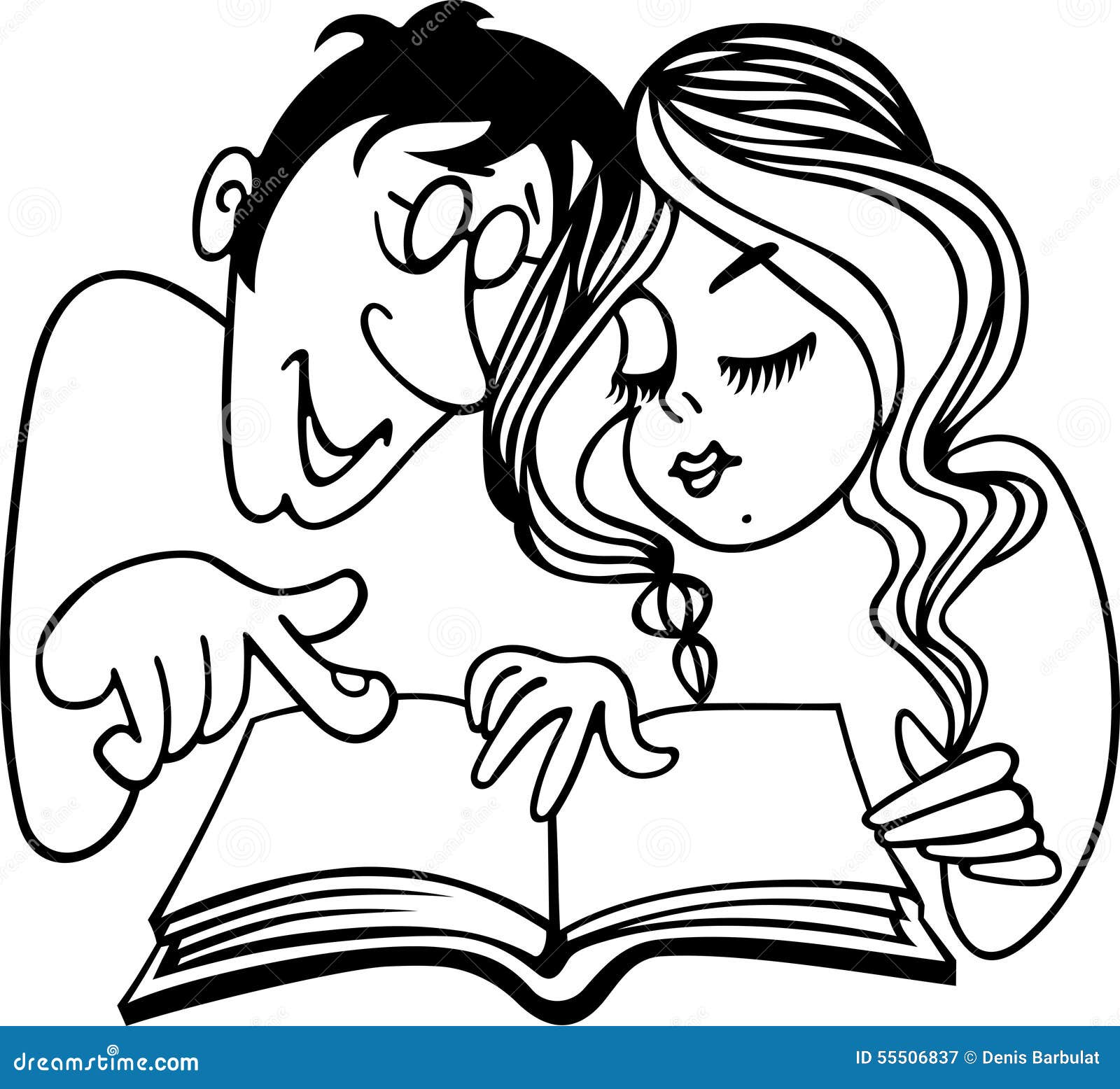 Young Couple Reading a Book Stock Vector - Illustration of person ...