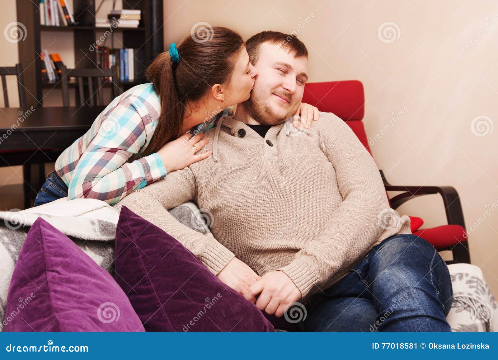Young couple reconciled stock image. Image of home, lady - 77018581