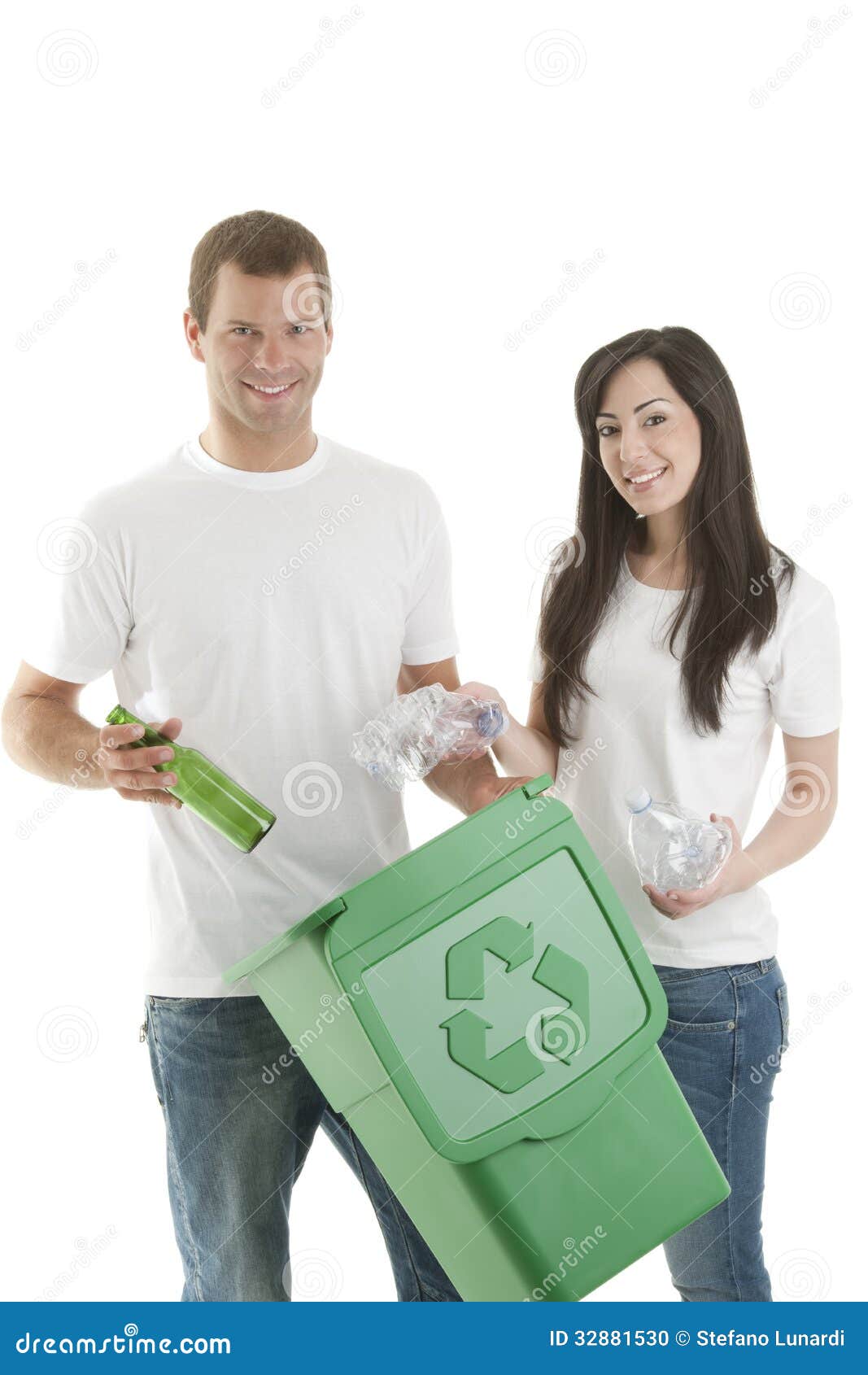Young couple recycling stock photo. Image of white, positivity - 32881530