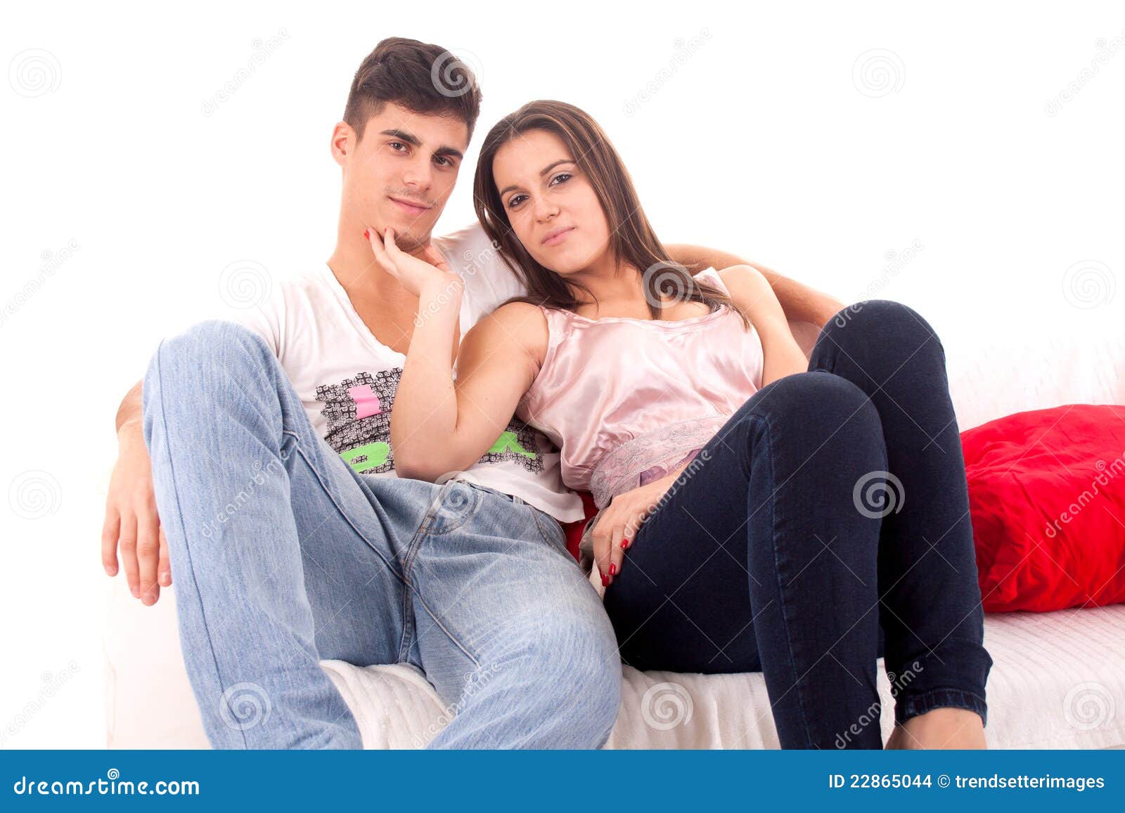 Young Couple Relaxing on the Sofa Stock Photo - Image of pillow, home ...