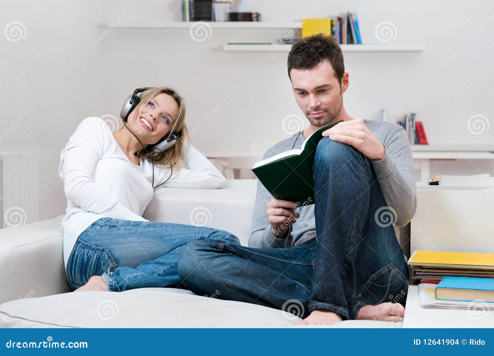 Young Couple Relaxing Together Stock Photo - Image of living, husband ...