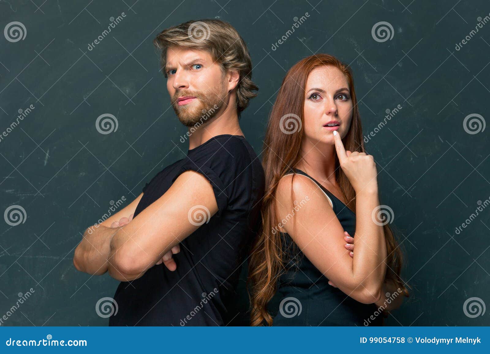 Young Couple Remembering and Thinking about Something Stock Photo ...