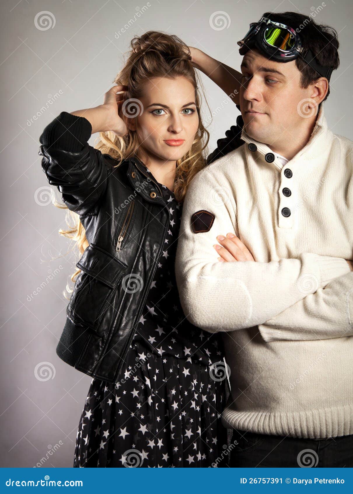Young Couple in Retro Style Clothes Stock Image - Image of girlfriend ...