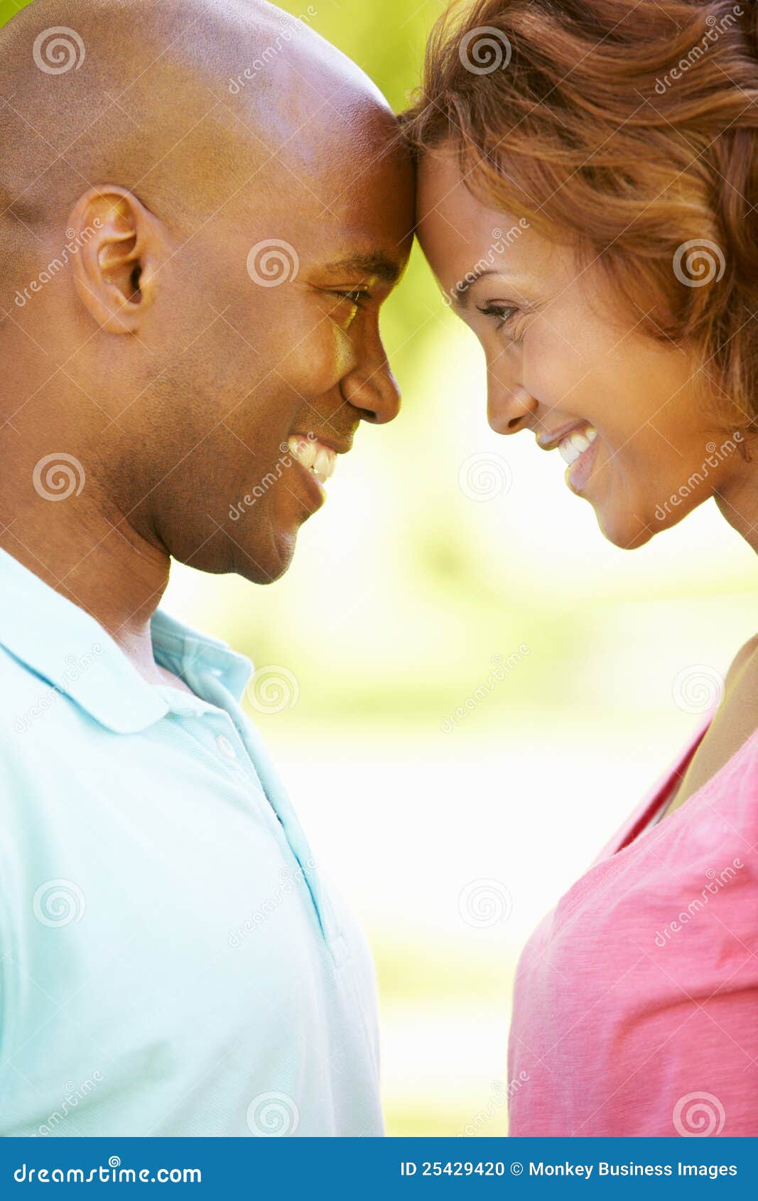 Young Couple Romantic Portrait Stock Photo - Image of foreground, heads ...
