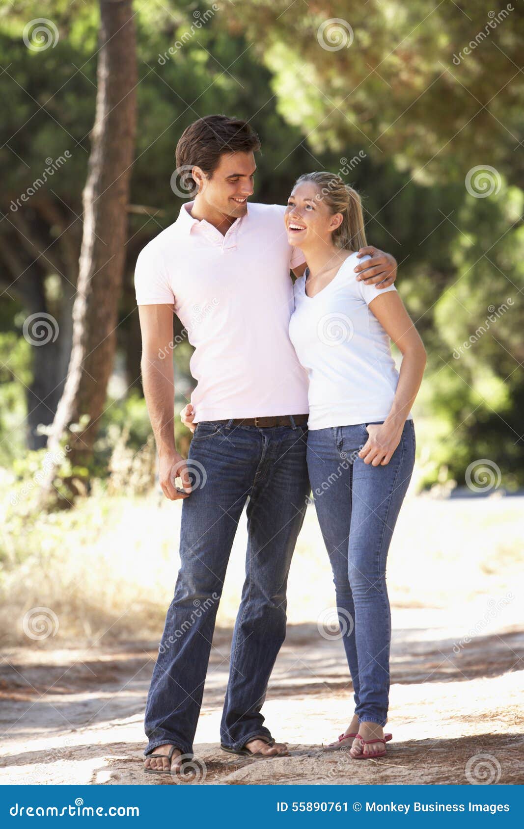 Young Couple on Romantic Walk in Countryside Stock Image - Image of ...