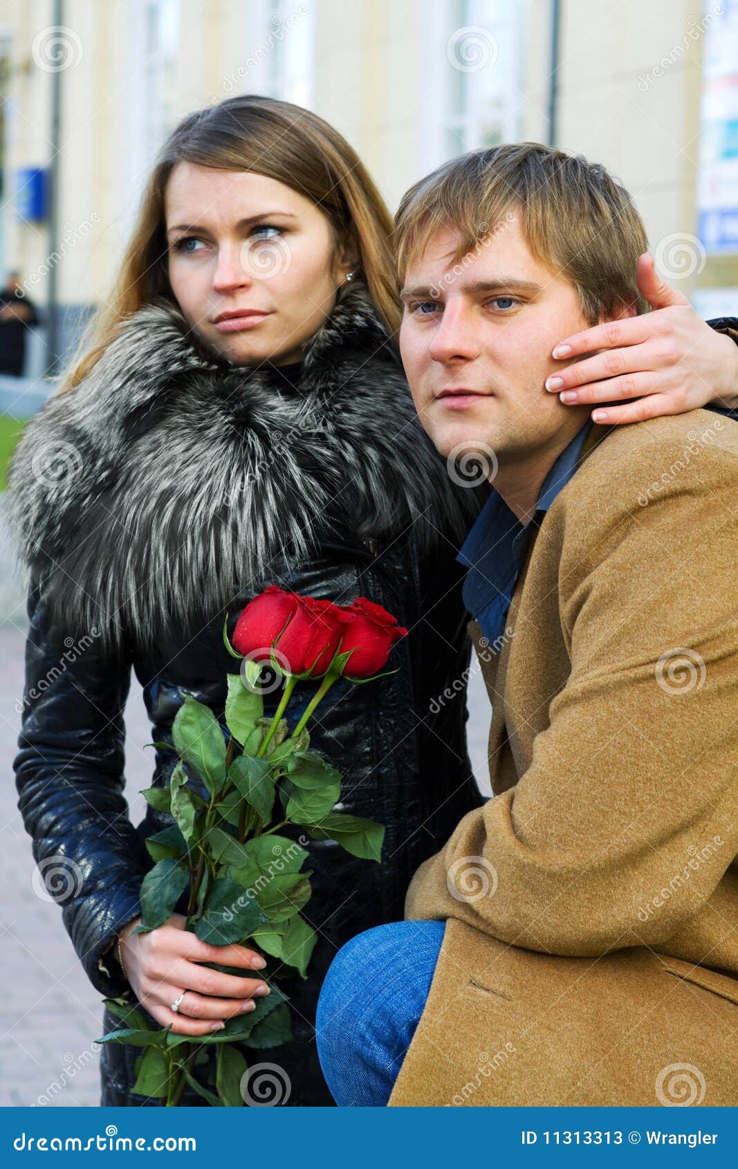 Young couple with roses. stock image. Image of attractive - 11313313