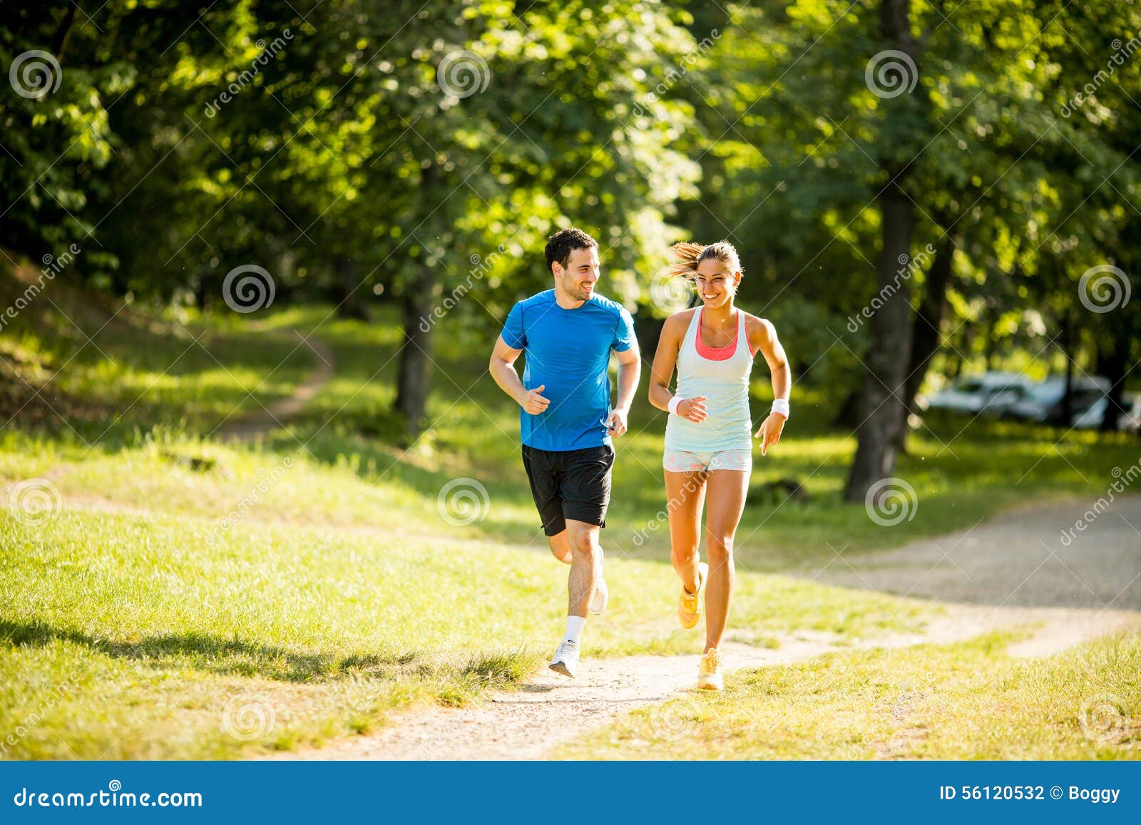 Young couple running stock photo. Image of outdoors, together - 56120532