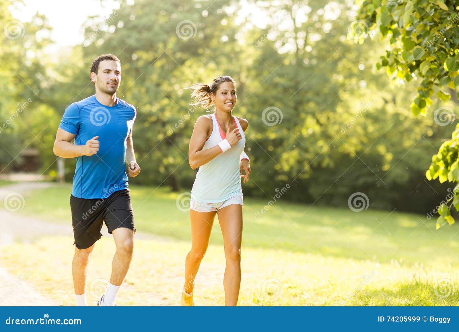 Young couple running stock image. Image of male, nature - 74205999