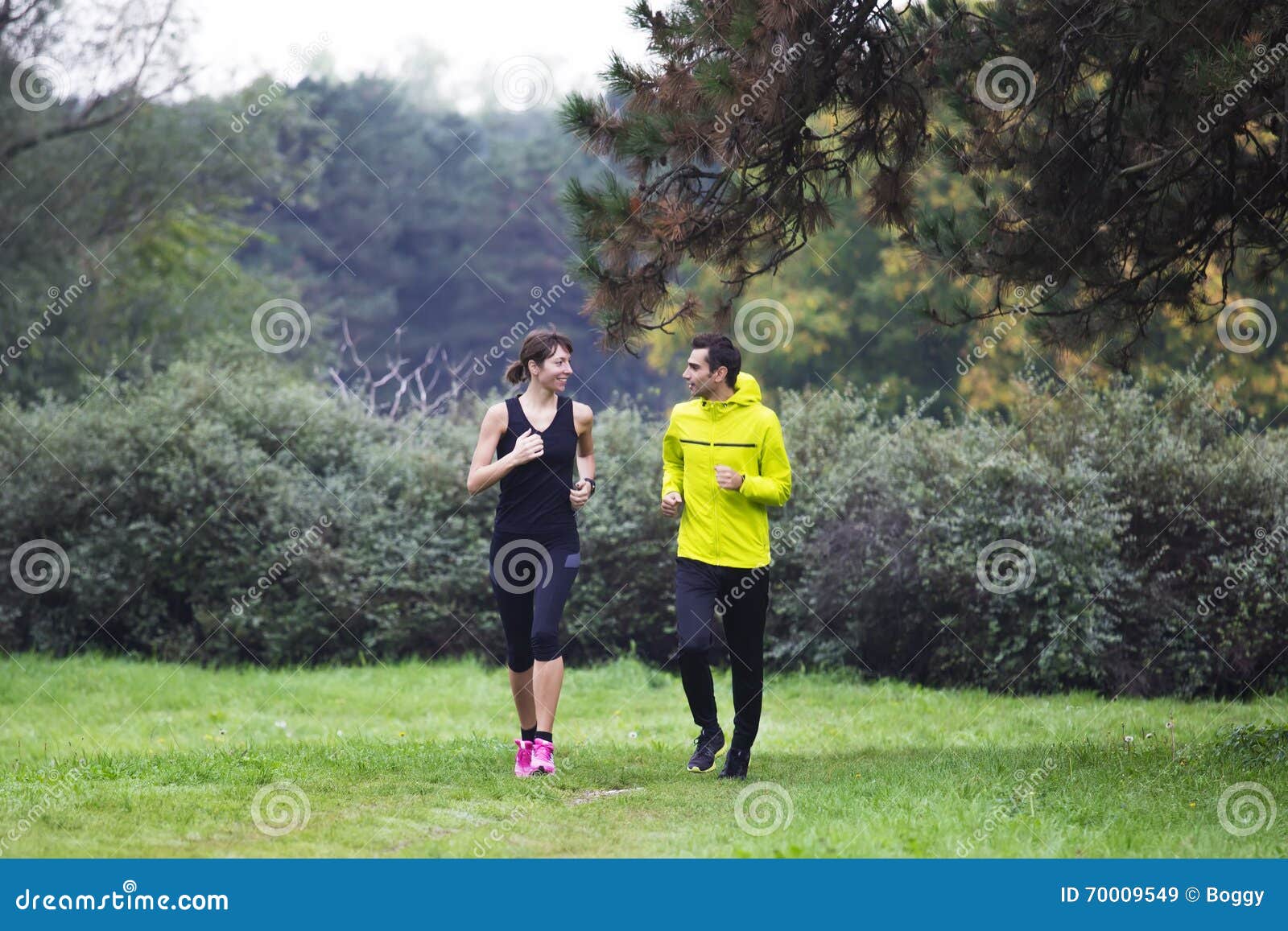 Young Couple Running in the Park Stock Image - Image of female, workout ...