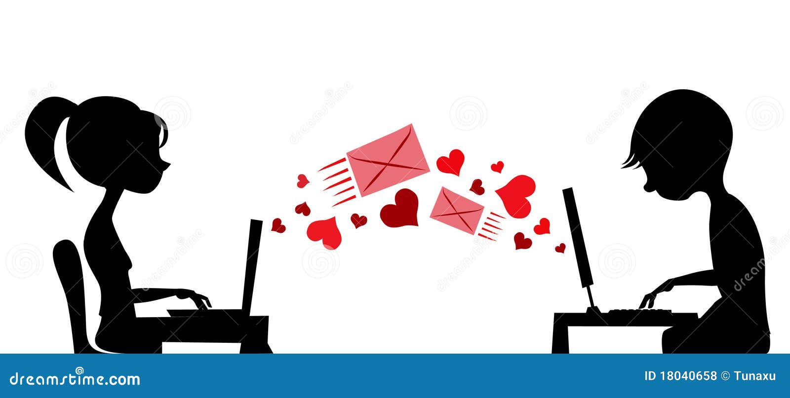 Young Couple Sending Love Mail Stock Vector - Illustration of mail ...