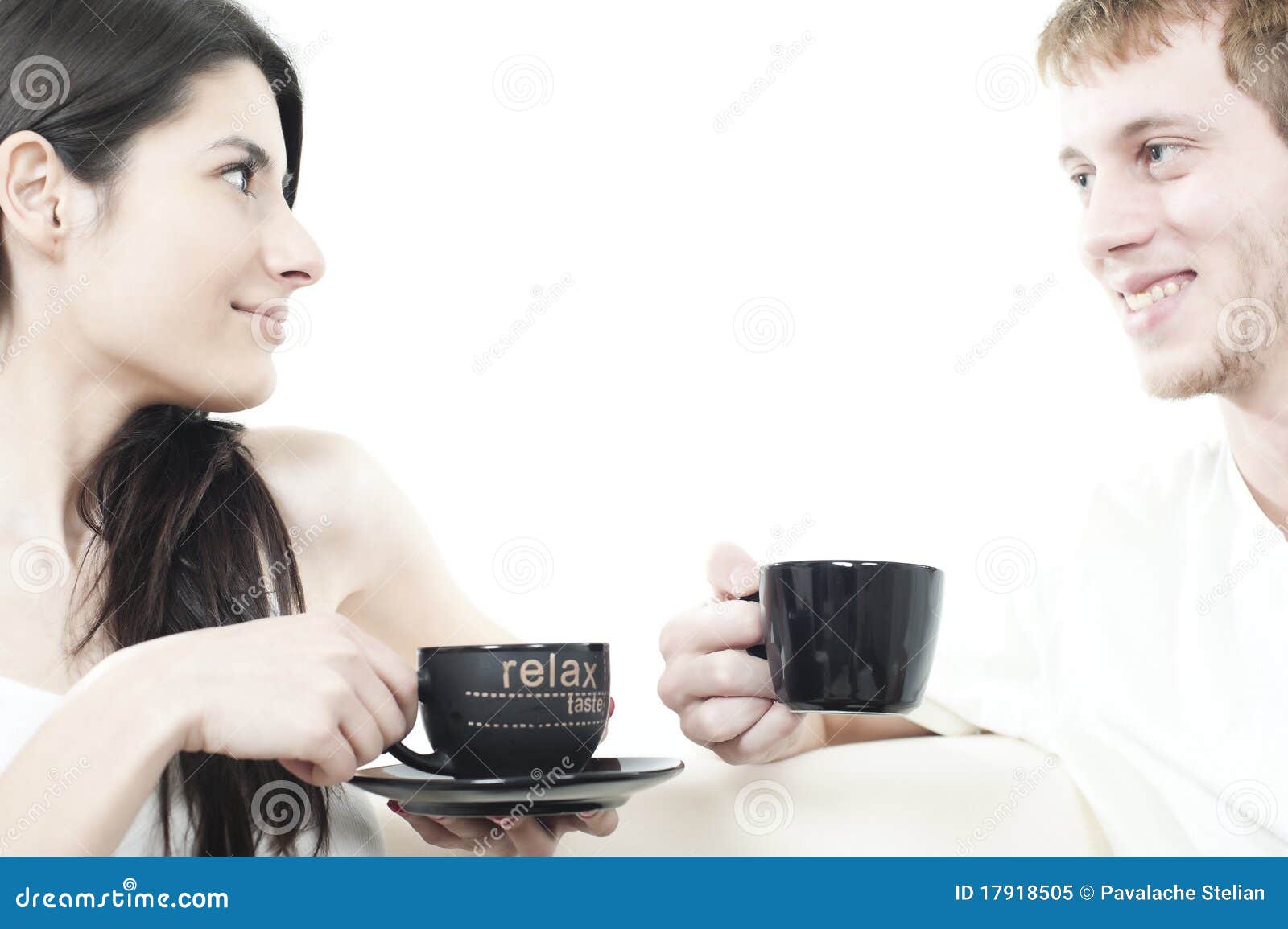 Young Couple Sharing Coffee Time Stock Image - Image of happiness ...