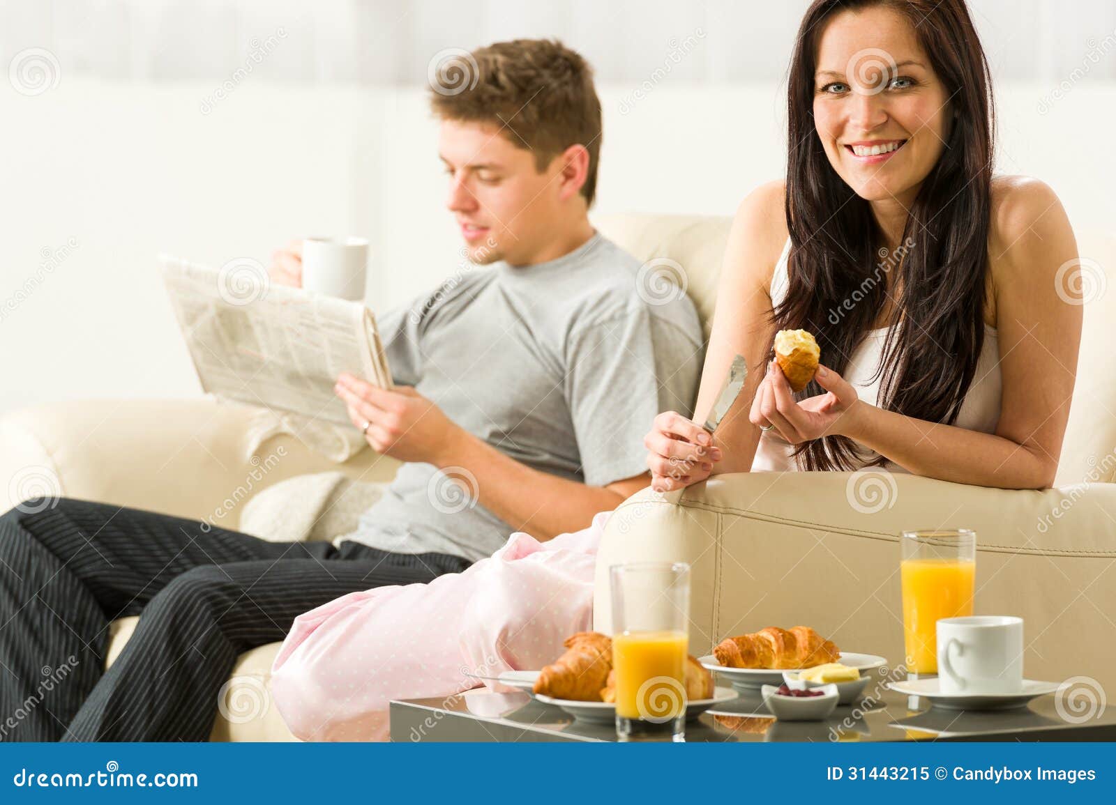 Young Couple Spending Morning Time Together Stock Image - Image of ...