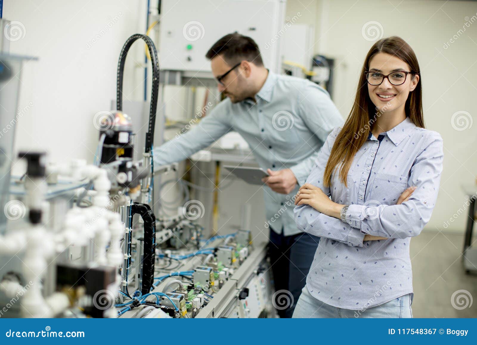 Young Couple of Students at Robotics Lab Stock Image - Image of ...