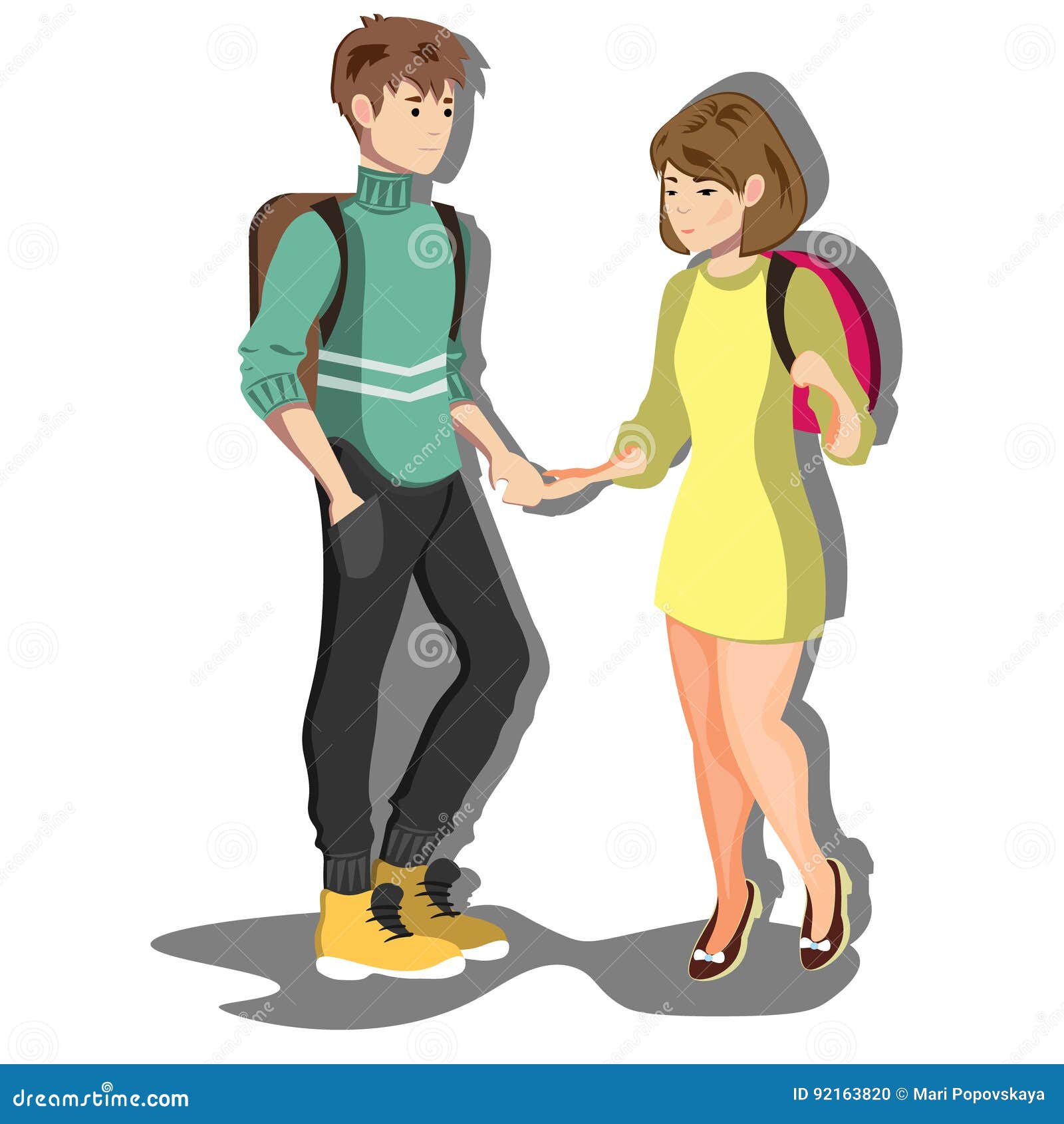 Young couple students. stock vector. Illustration of beautiful - 92163820