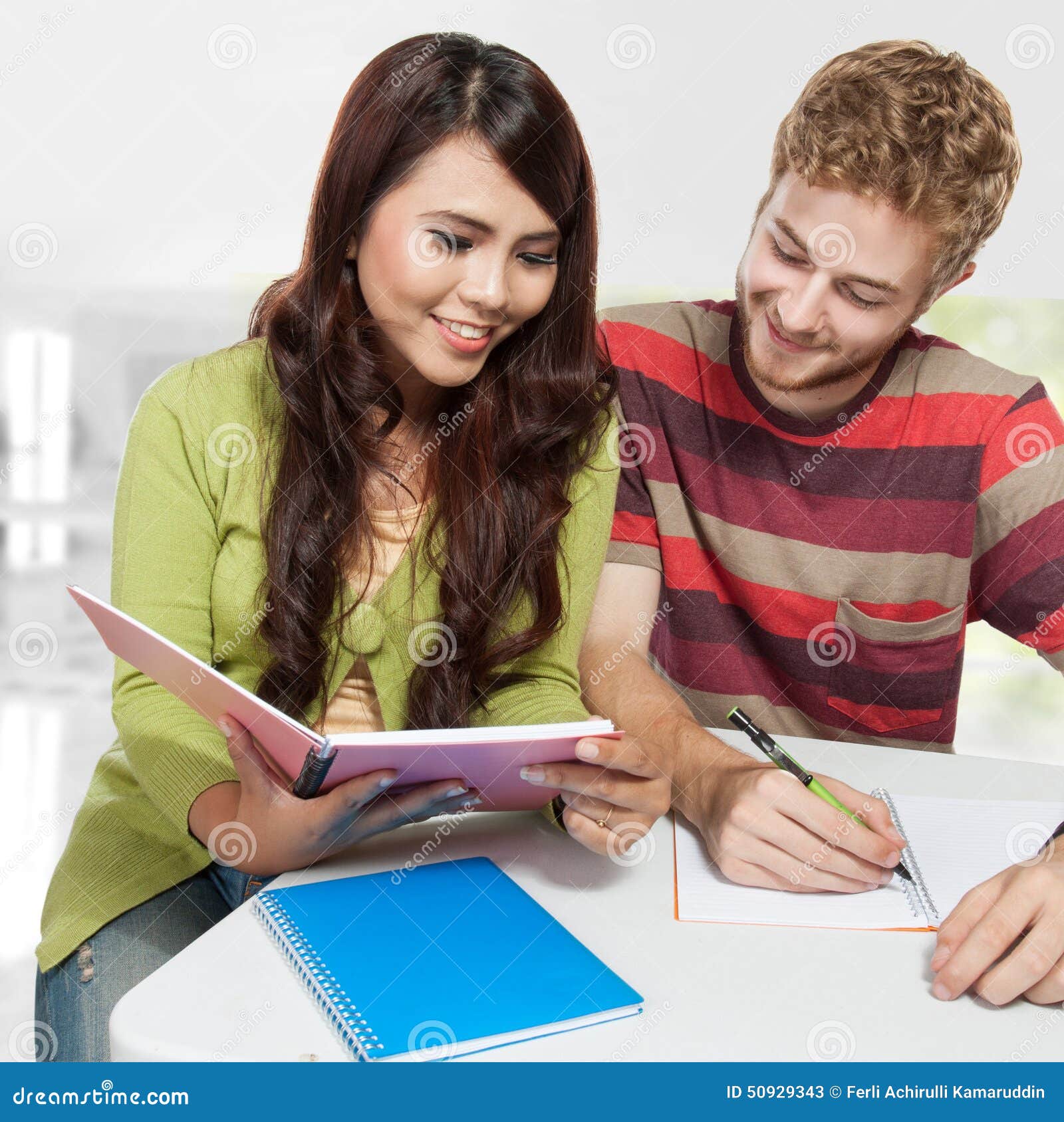 Young Couple Study Together Stock Image - Image of homework, idea: 50929343