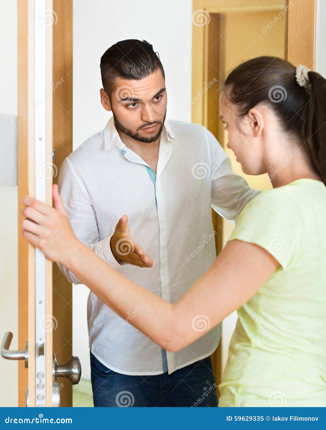 Young couple talking stock image. Image of inside, concerned - 59629335