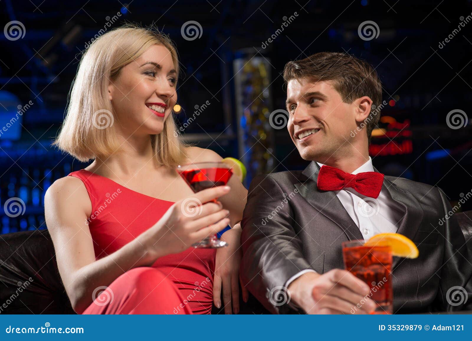 Young Couple Talking in a Nightclub Stock Image - Image of love ...