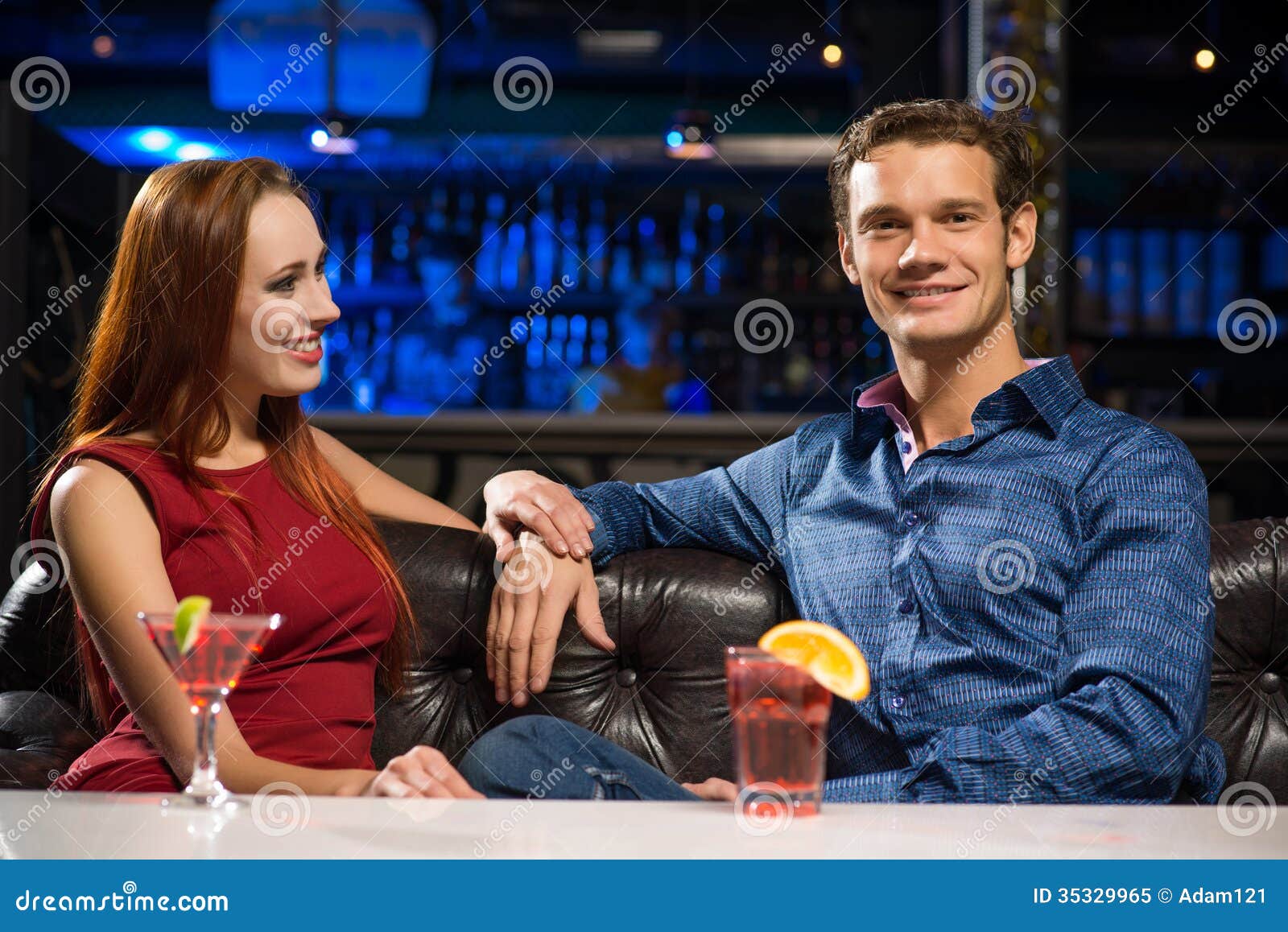 Young Couple Talking in a Nightclub Stock Image - Image of gorgeous ...