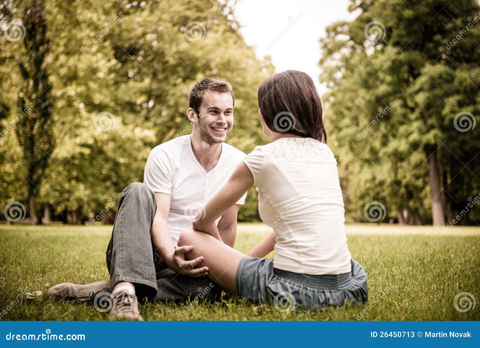 Young Couple Talking Outdoor Stock Image - Image of person, lovers ...