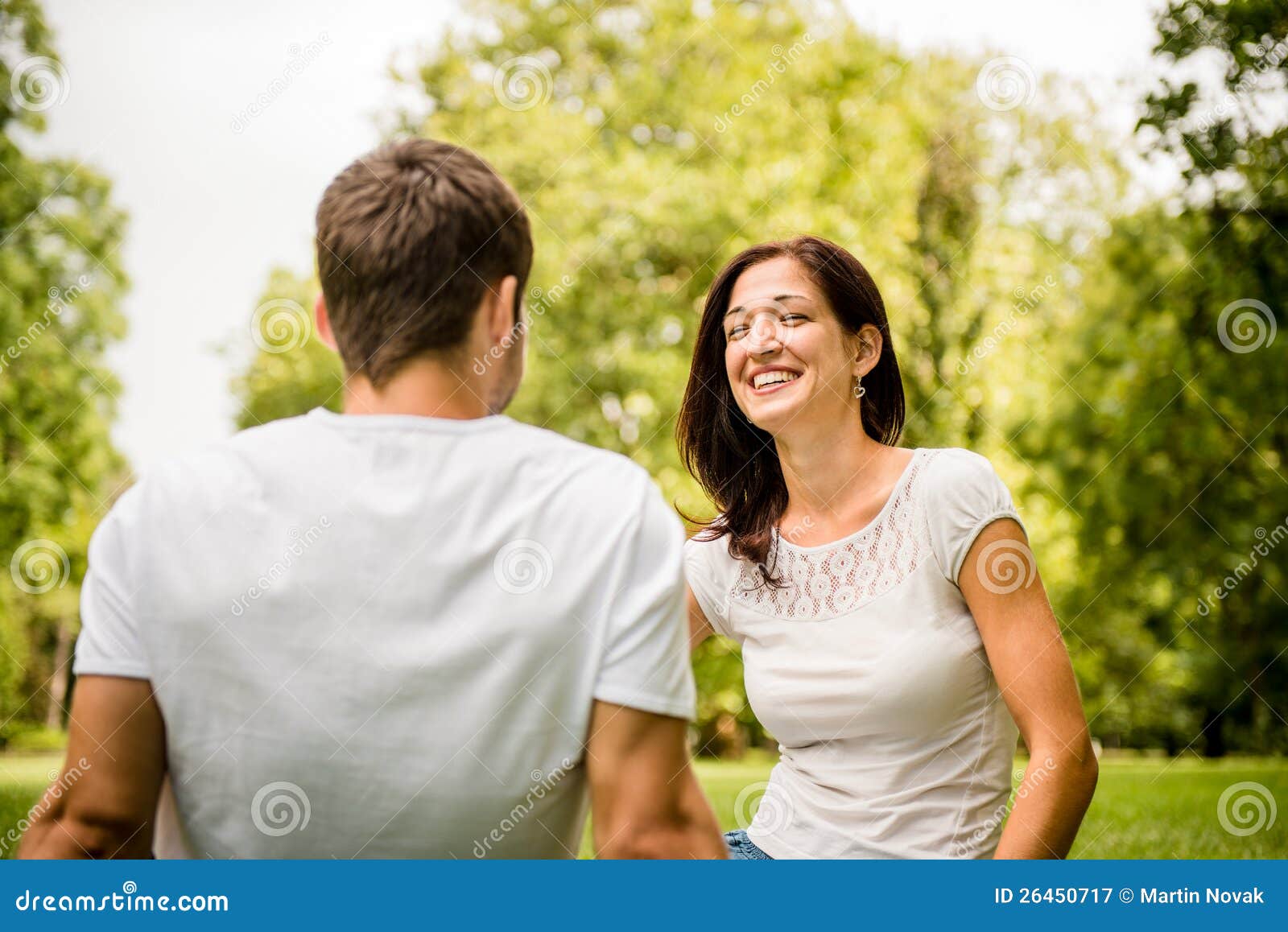 Young Couple Talking Outdoor Stock Image - Image of beautiful, outdoor ...