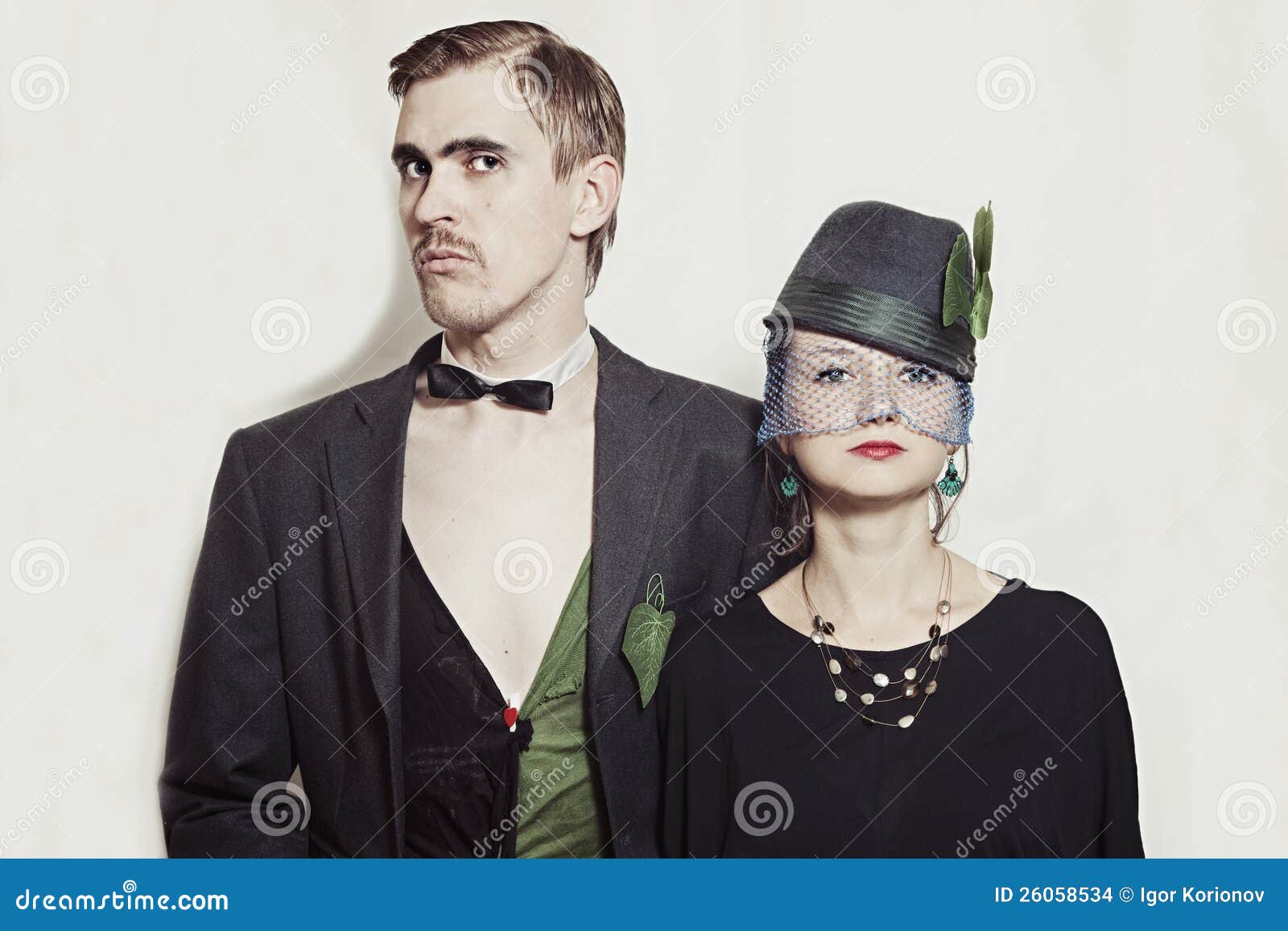 Young Couple Theater Actors in a Retro Style Stock Photo - Image of ...