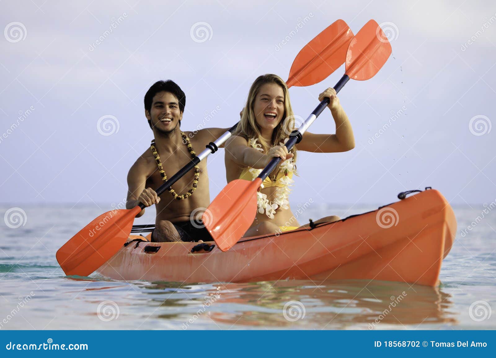 Young Couple with Their Kayak Stock Photo - Image of blond, couple ...