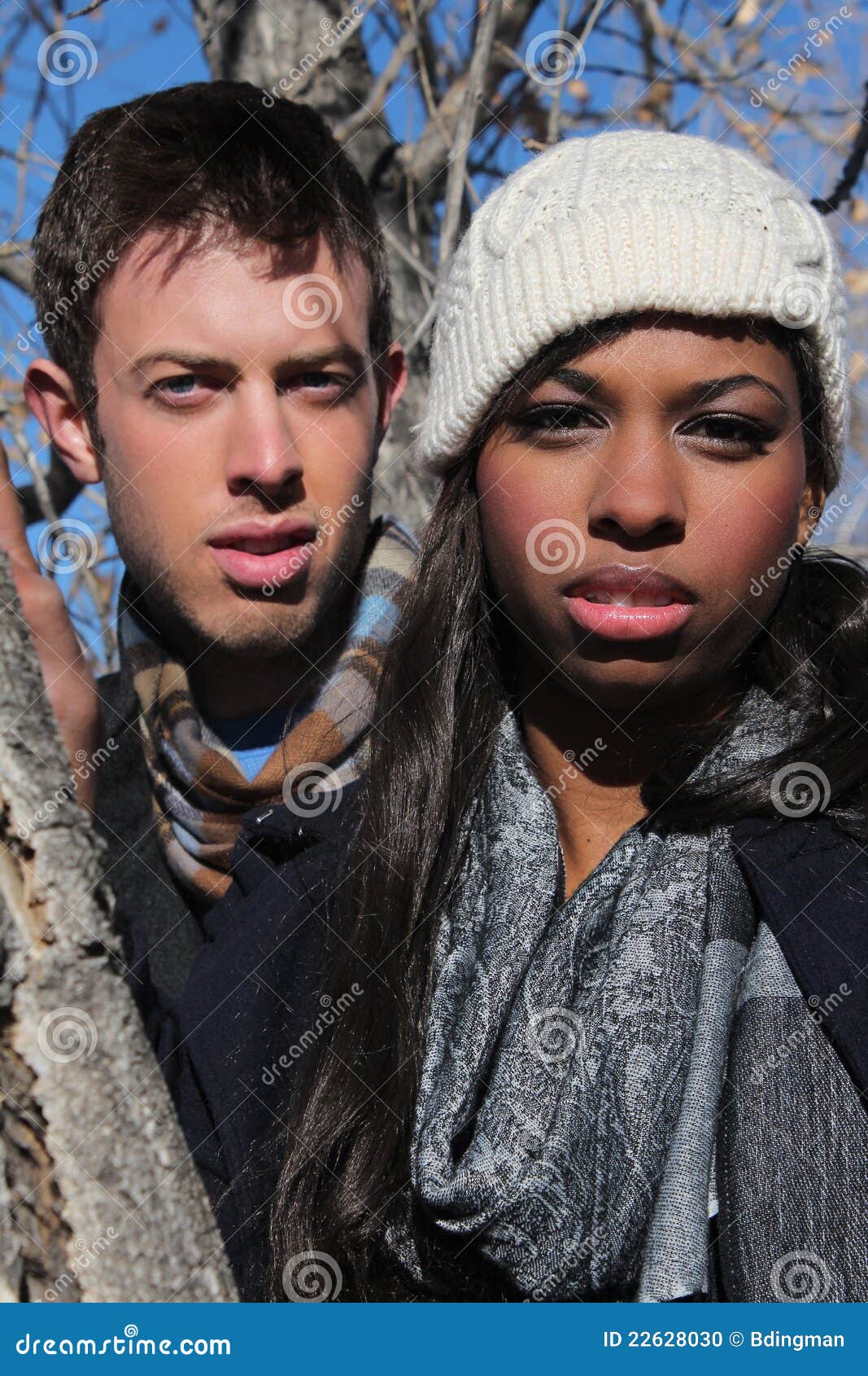 Young Couple in a Tree stock photo. Image of path, black - 22628030