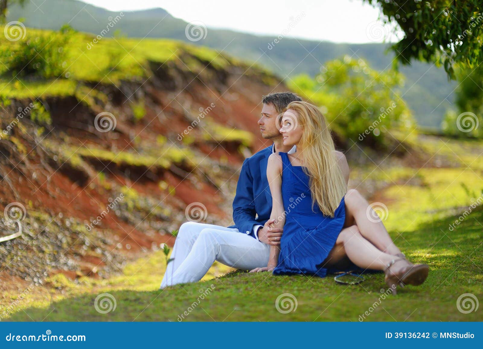 Young Couple on a Tropical Island Stock Photo - Image of happy, getaway ...
