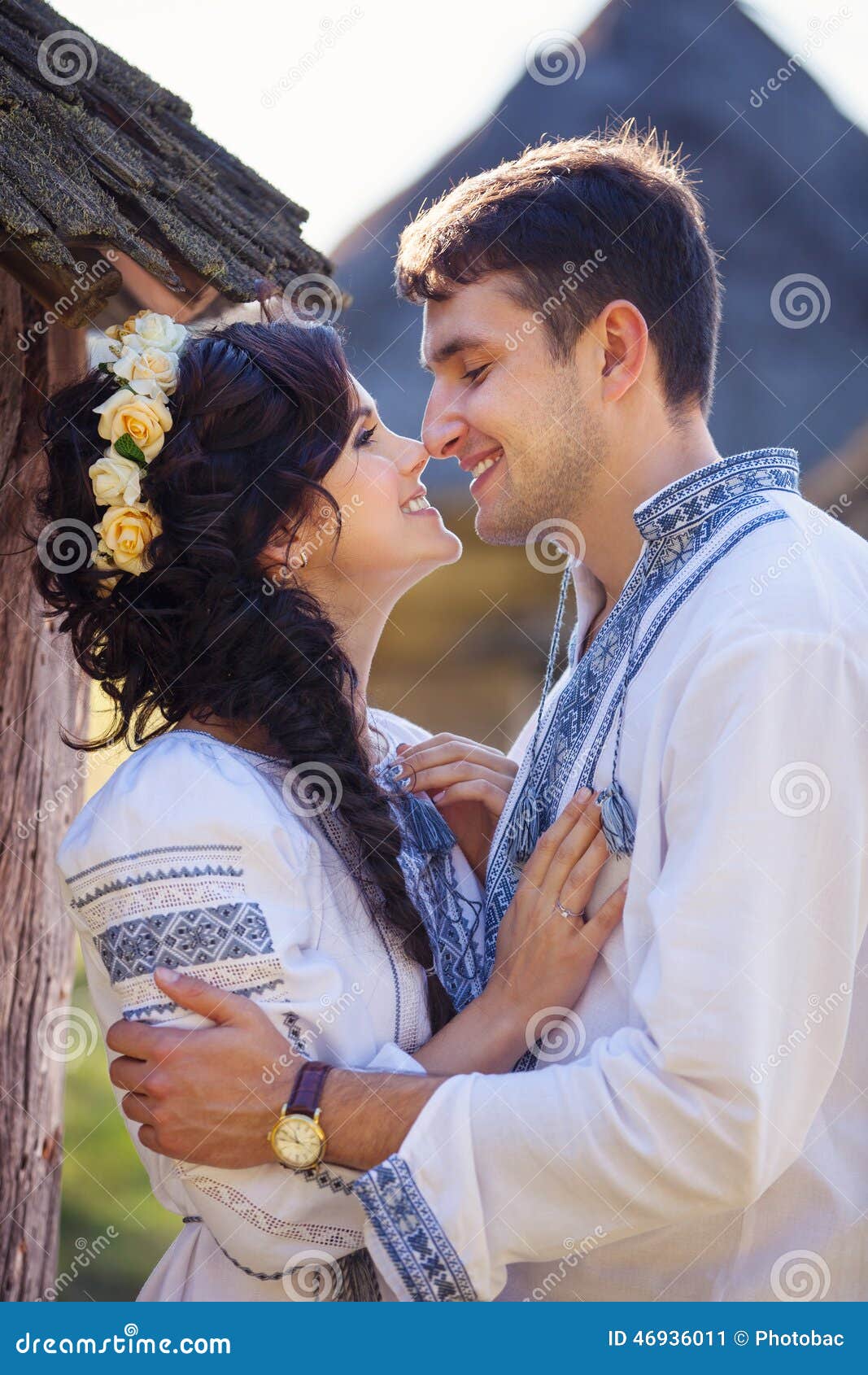 Young Couple in Ukrainian Style Clothes Outdoors Stock Image - Image of ...