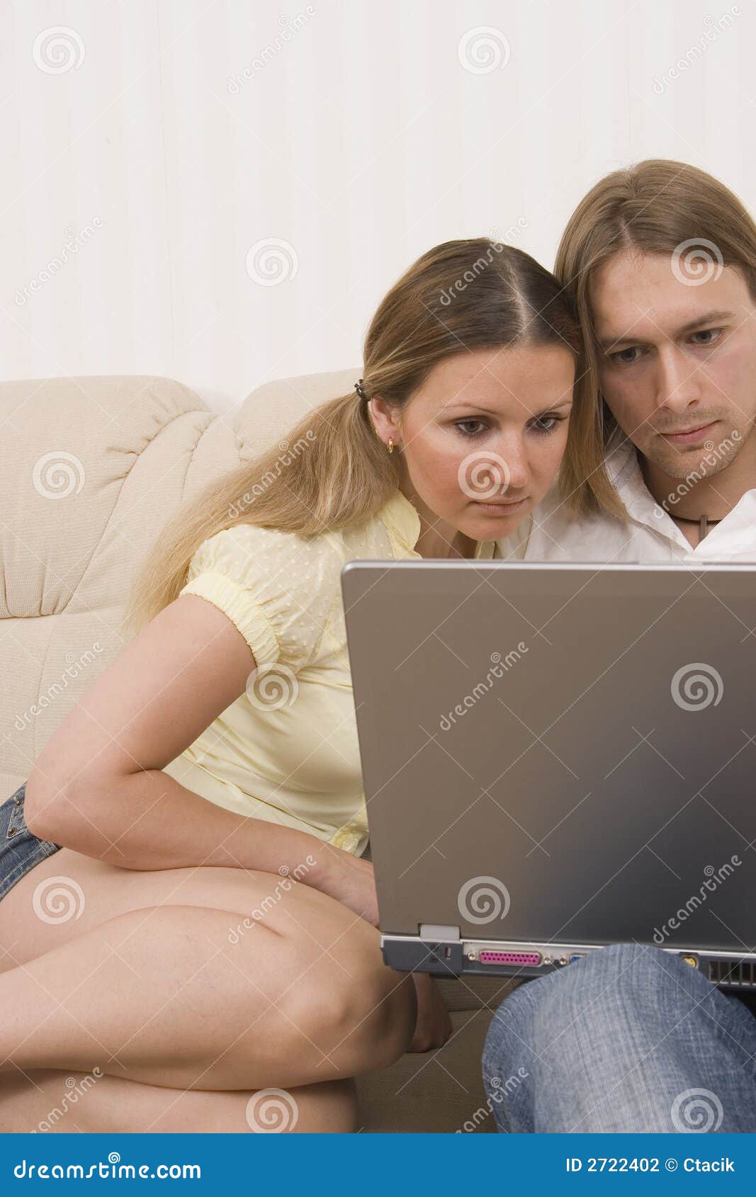 Young Couple Using Computer Stock Photo - Image of casual, romantic ...