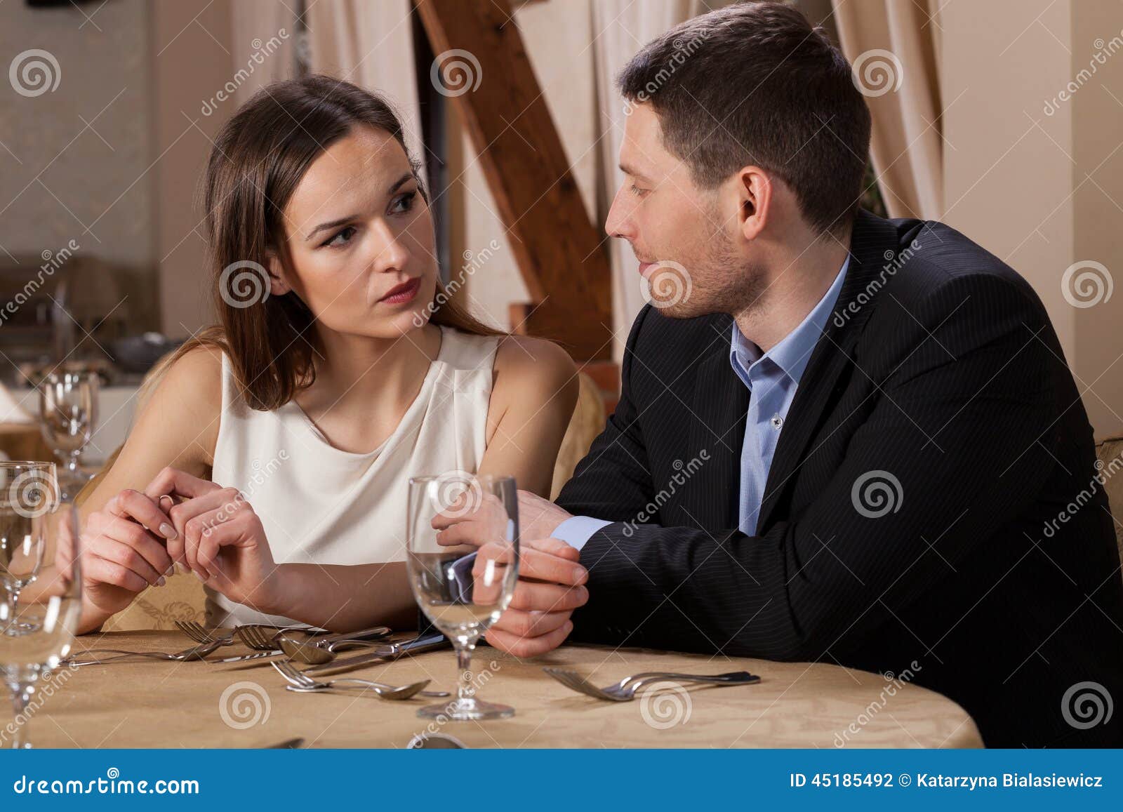 Young Couple Waiting for Dinner Stock Photo - Image of love, people ...