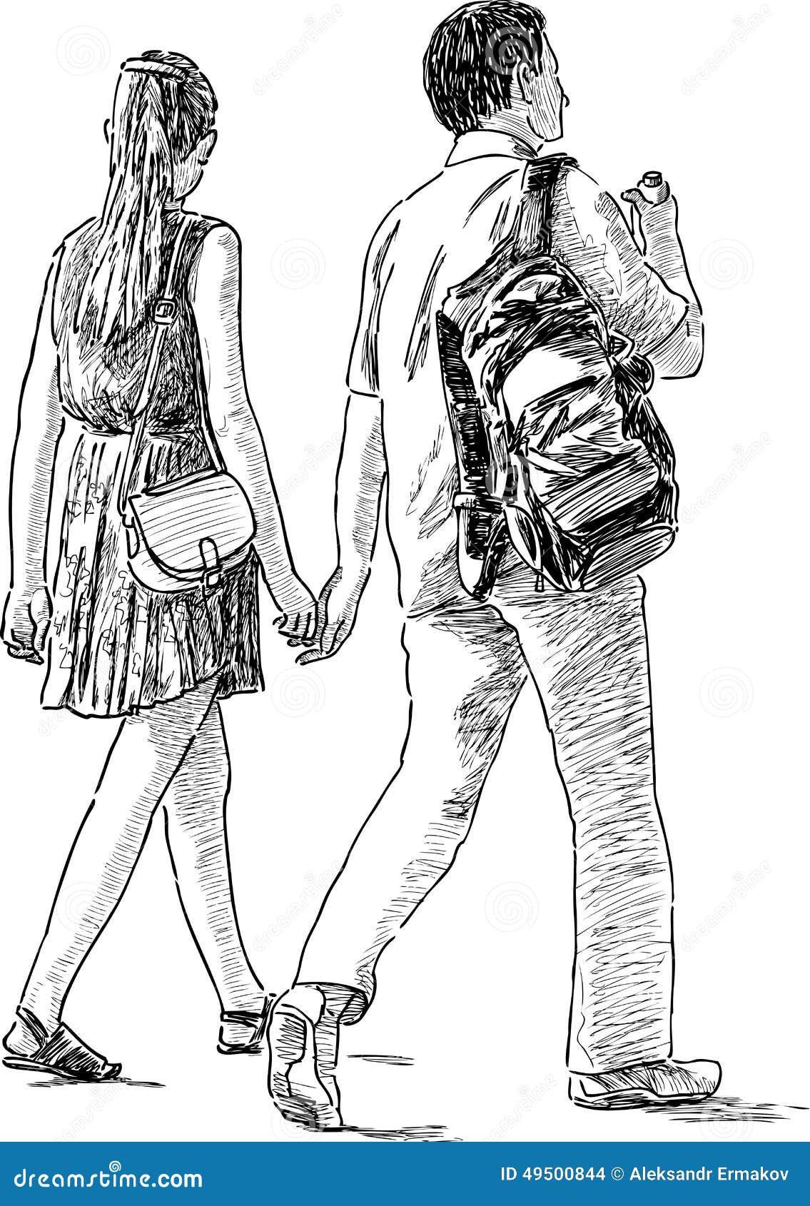 Young couple on a walk stock vector. Illustration of life - 49500844