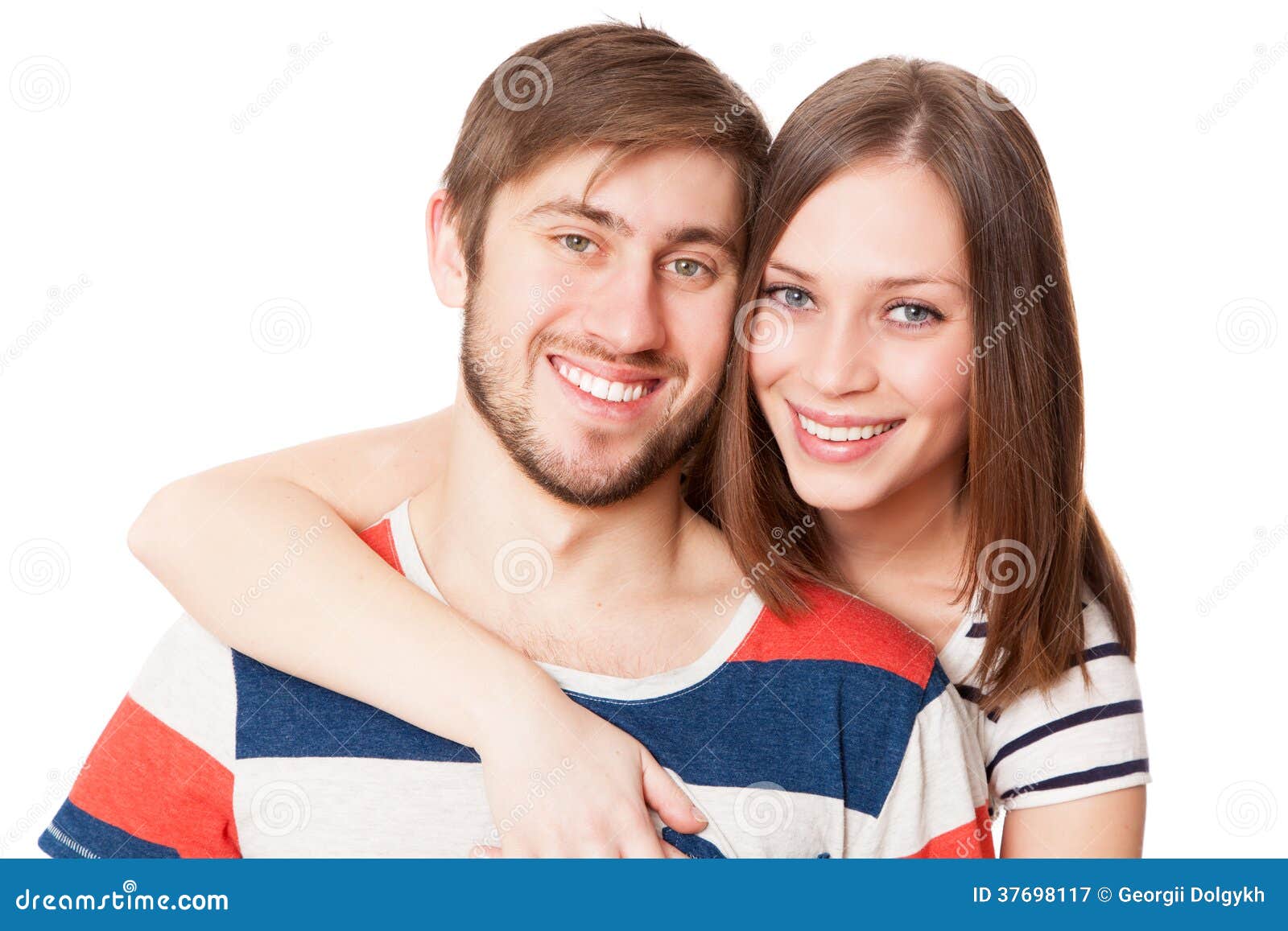 Young Couple on White Background Stock Image - Image of pretty ...
