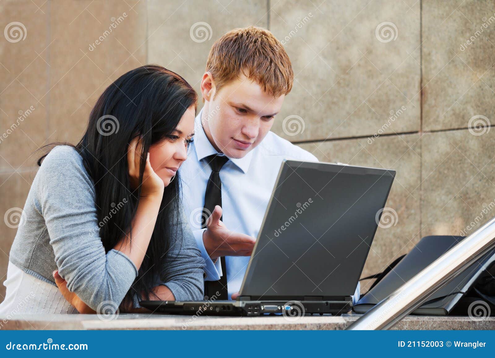 Young Couple Working on Laptop Stock Image - Image of business, female ...