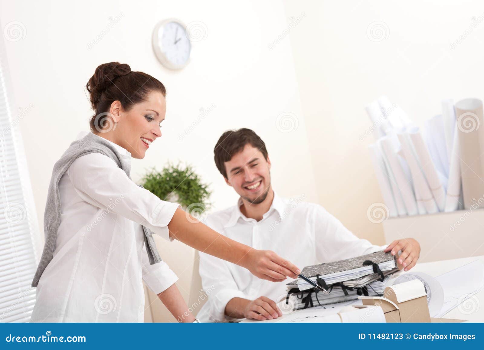 Young Couple Working Together Stock Image - Image of partnership, adult ...