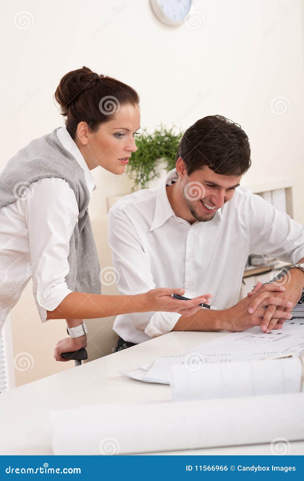 Young Couple Working Together Stock Photo - Image of portrait, success ...