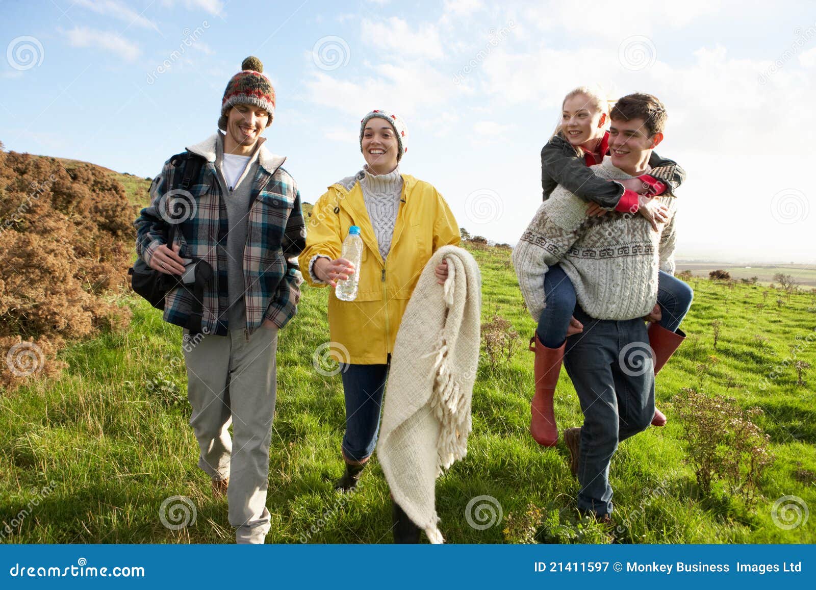 Young Couples on Country Walk Stock Image - Image of girls, group: 21411597