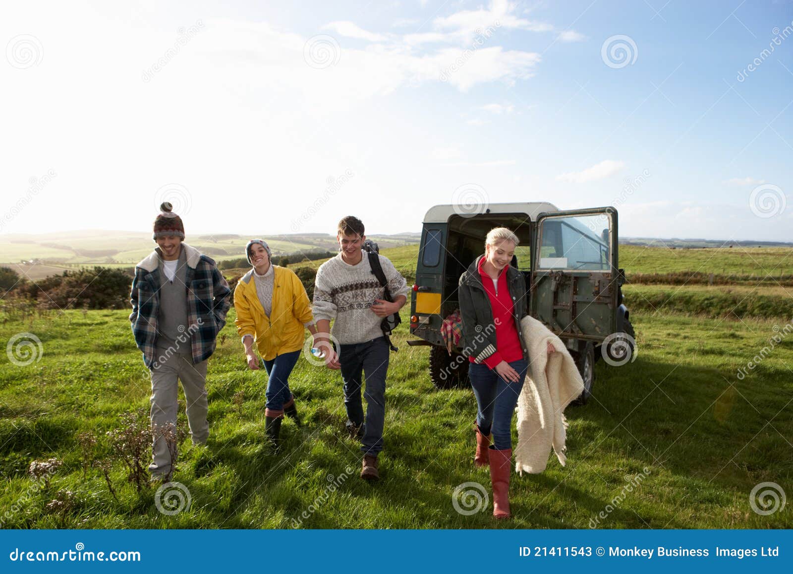 Young Couples Going for Picnic Stock Image - Image of fields, hike ...