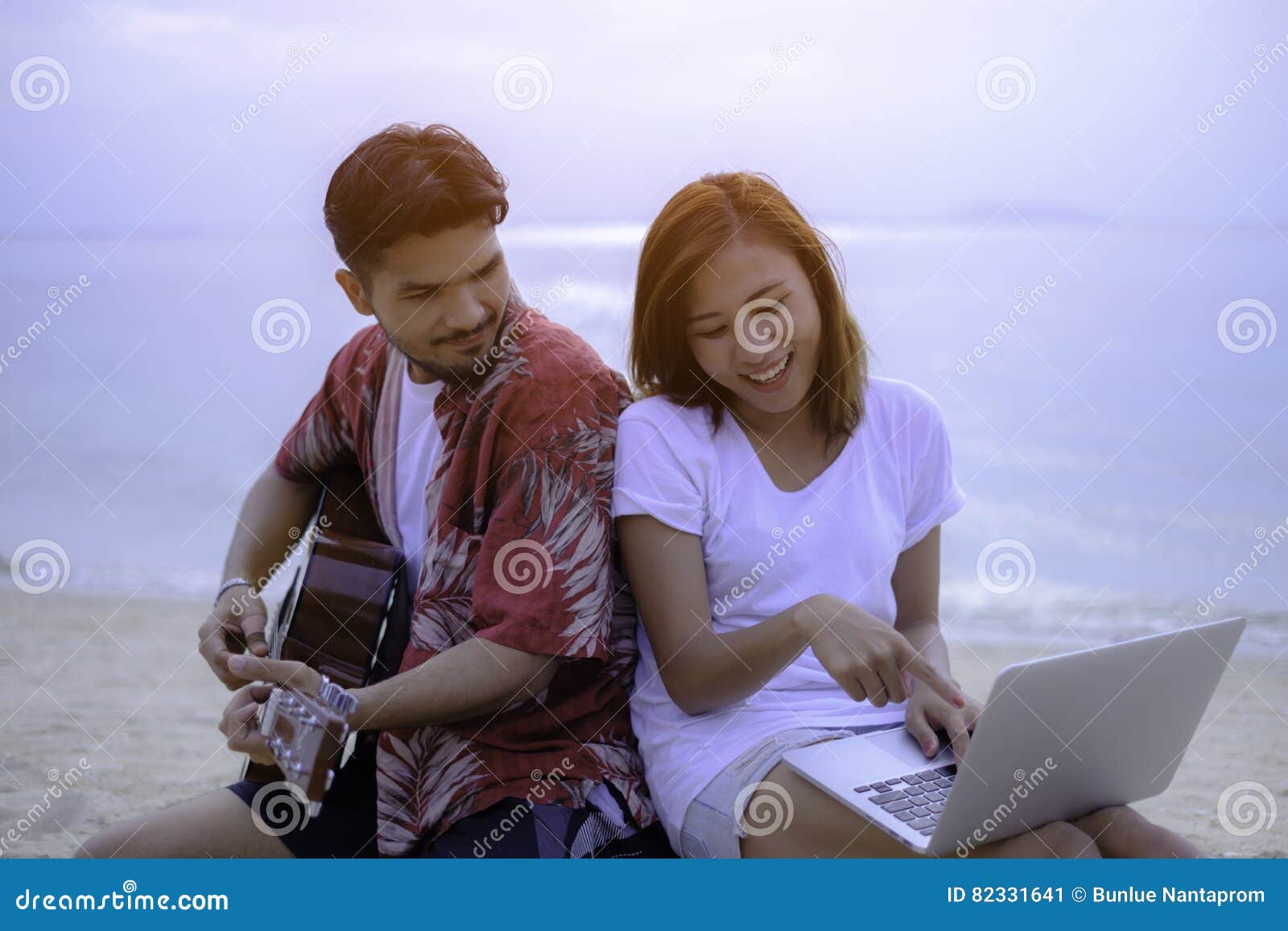 Young Couples Playing Music and Singing Together Stock Image - Image of ...