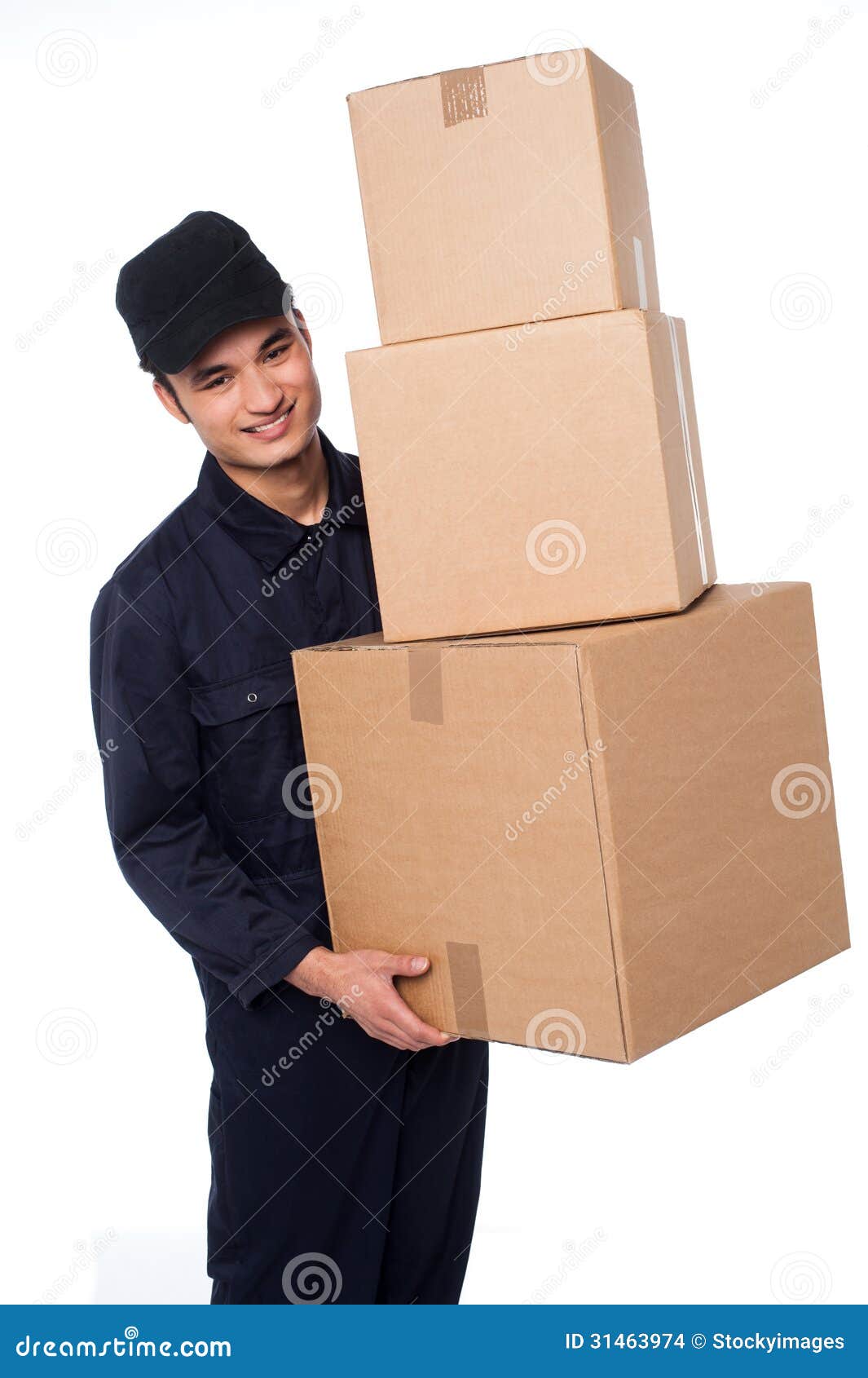 Young Courier Boy Moving Boxes Stock Photo - Image of deliveryman ...