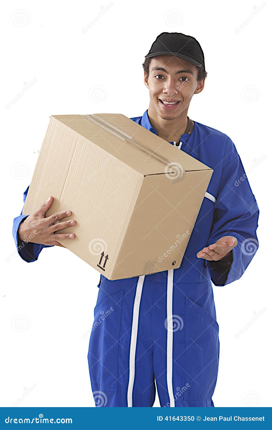 Young Courier Boy Moving Boxes Stock Photo - Image of indoors, portrait ...
