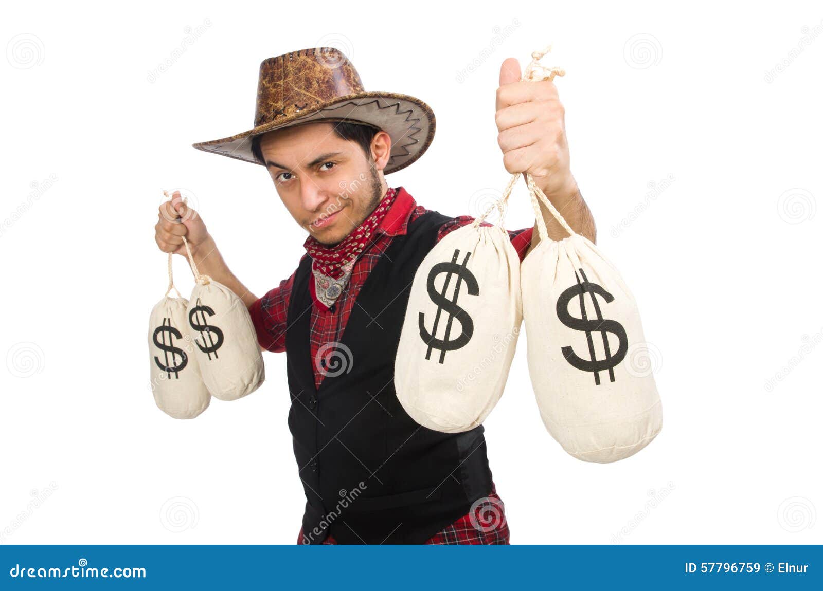 Young Cowboy Isolated on White Stock Image - Image of money ...