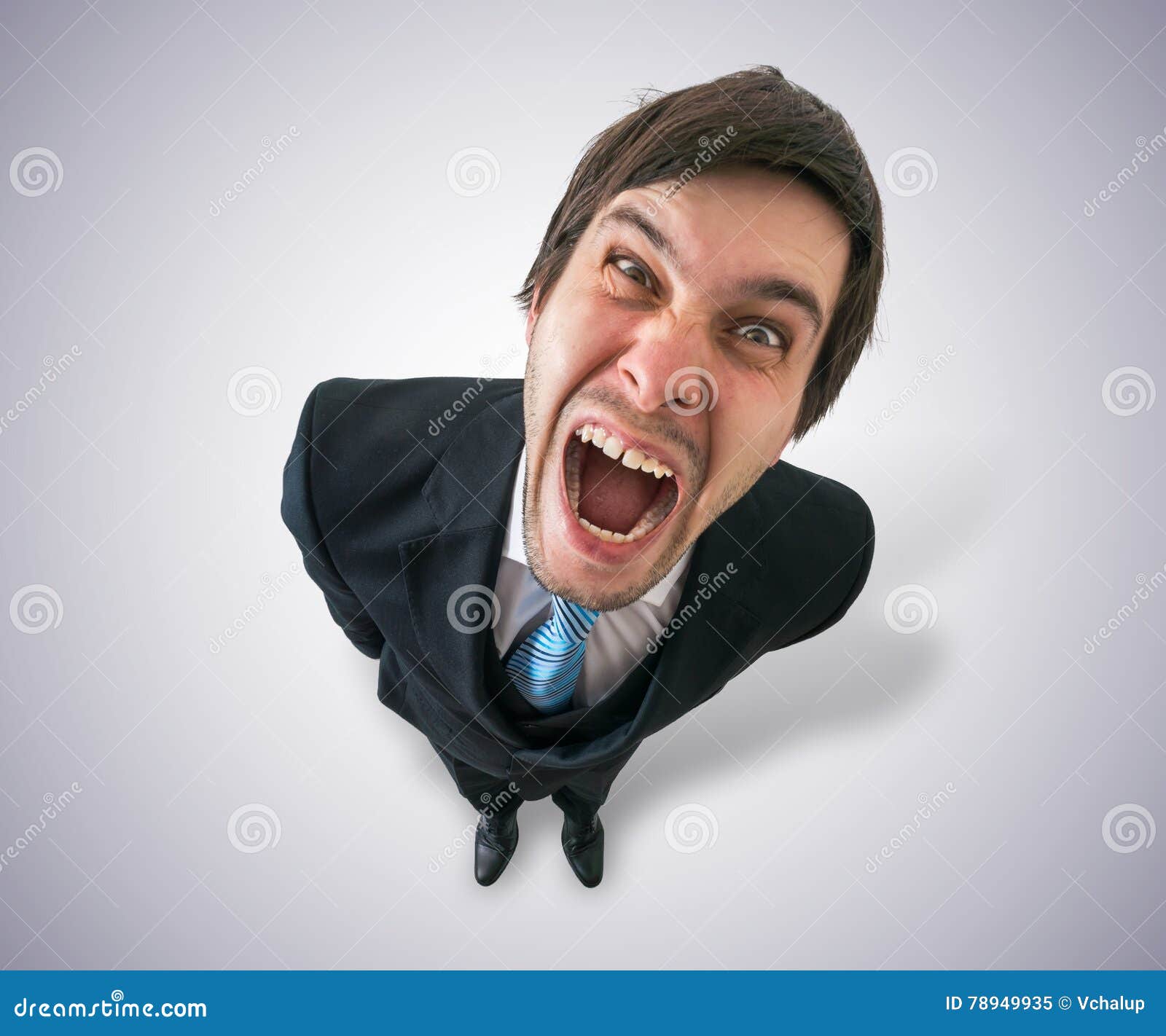 Young Crazy Businessman or Boss is Screaming. View from Top Stock Image ...