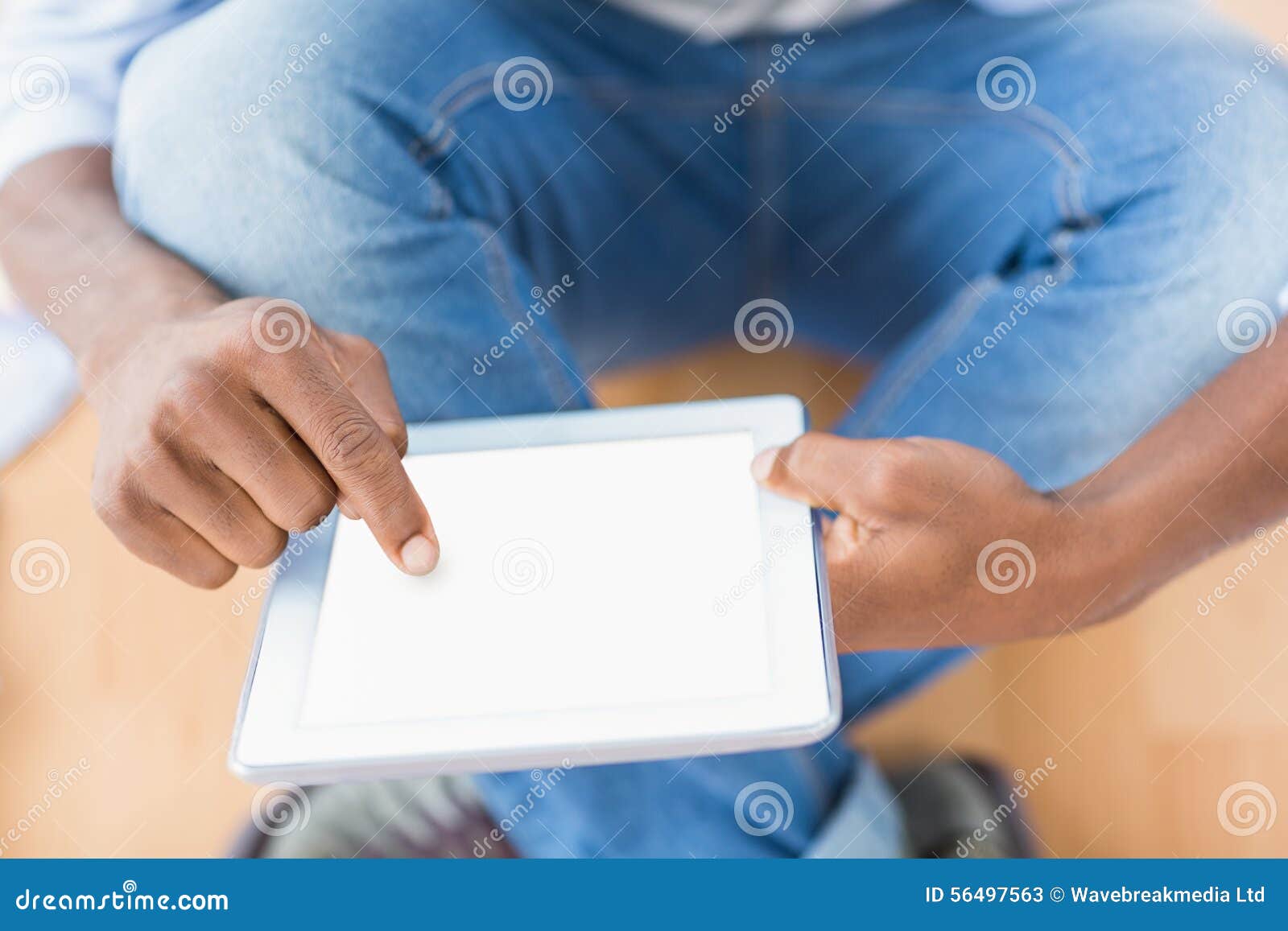 Young Creative Businessman Scrolling on the Tablet Stock Image - Image ...